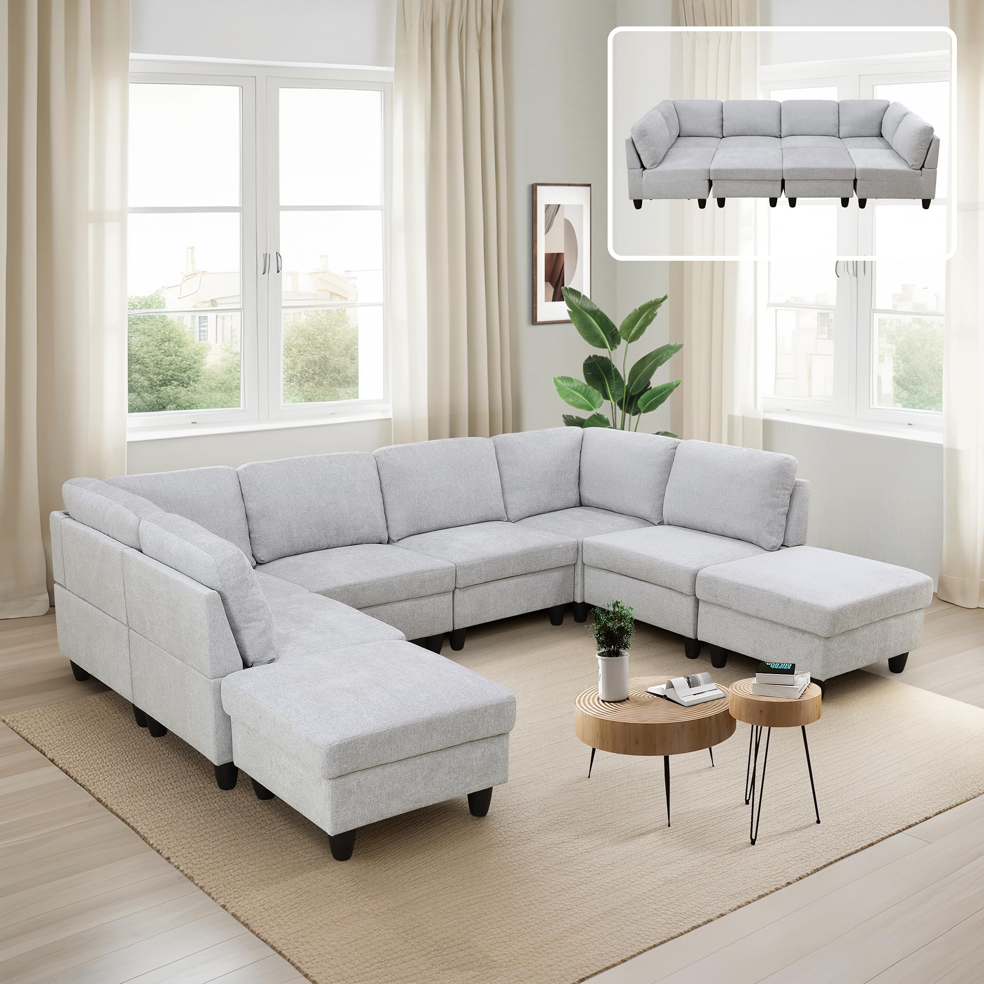 Amazon.com: Ball & Cast 118" Sectional Couch Sofa 8 Piece Modern ...