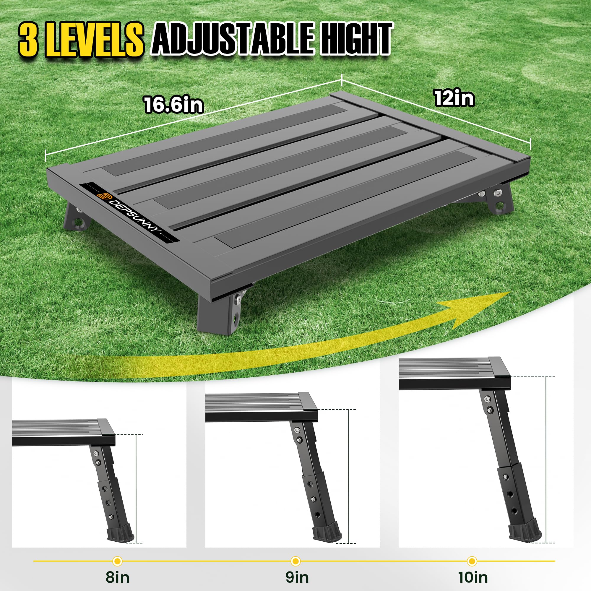 Snapklik.com : Adjustable RV Step Stool, 3-Step Height Adjustment ...
