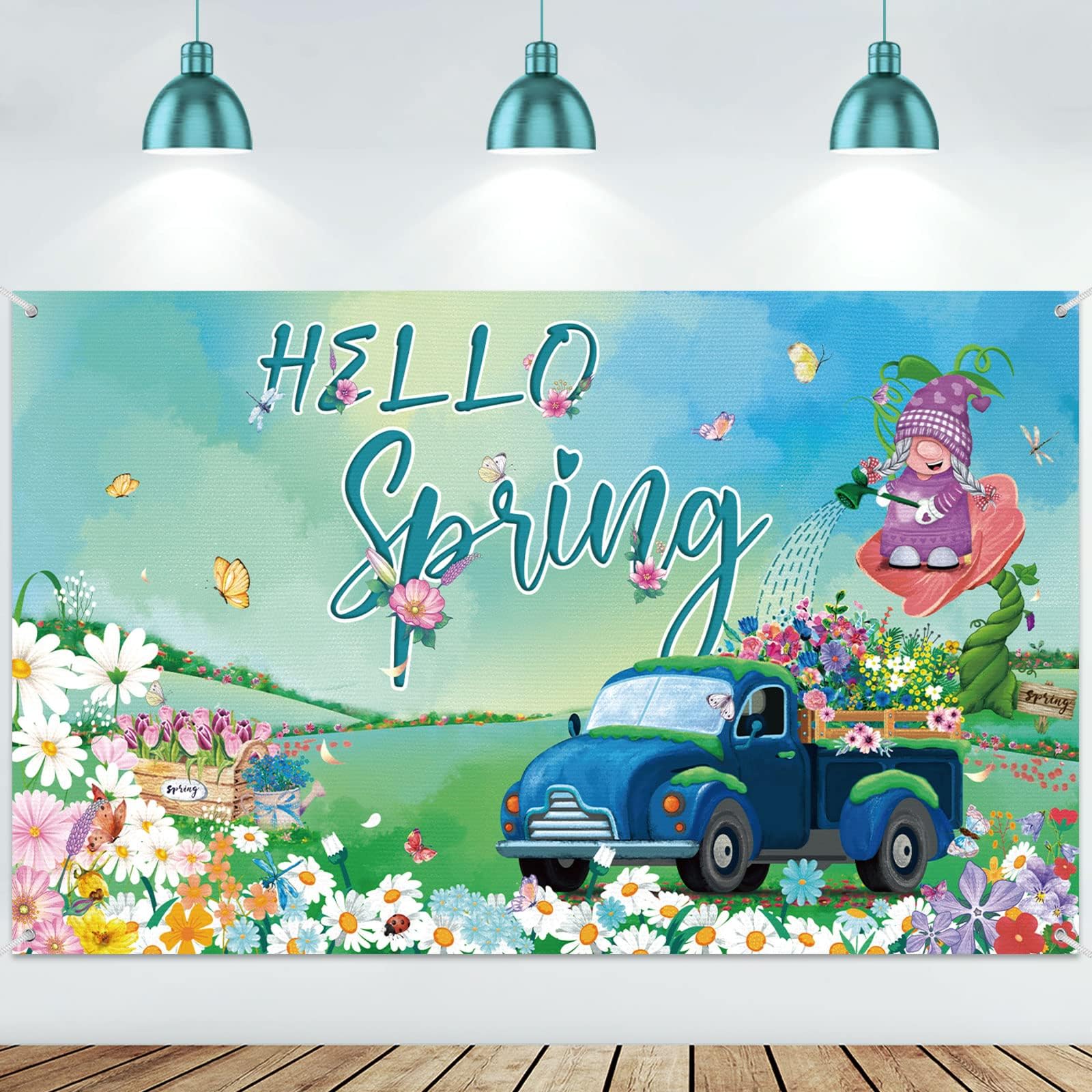 Amazon.com : BZBAIS Backdrop Banner for Hello Spring Colorful Flower ...