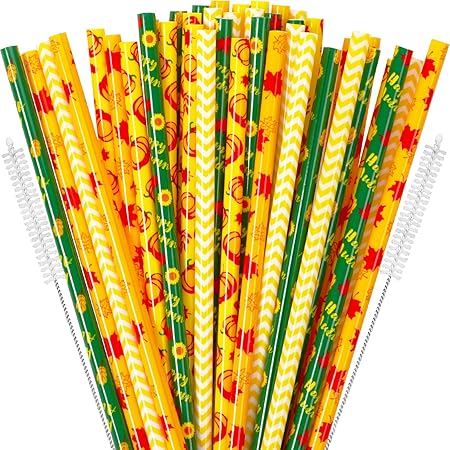 Amazon.com: JANYUN 40 Pieces Fall Drinking Straws 9inch Hard Platic ...