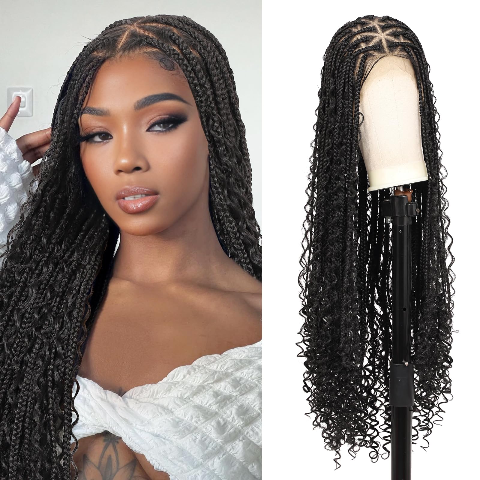 Amazon.com : Kalyss Knotless Braided Wigs for Women 13x8 HD Lace ...
