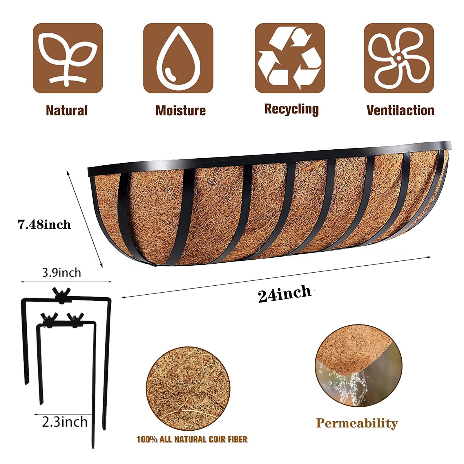 Snapklik.com : Metal Wall-Mounted Coconut Liner Planter Basket Hanging ...