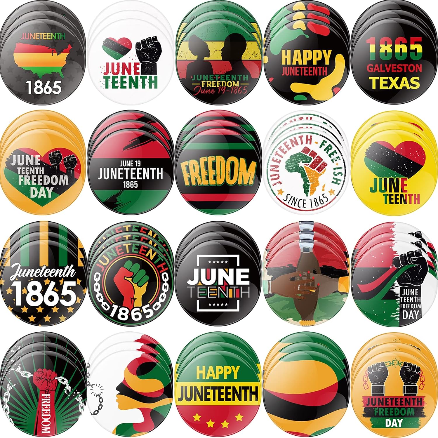 Amazon.com: Sasylvia 240 Pcs Juneteenth Button Badge Pins 1.5 Inch June ...