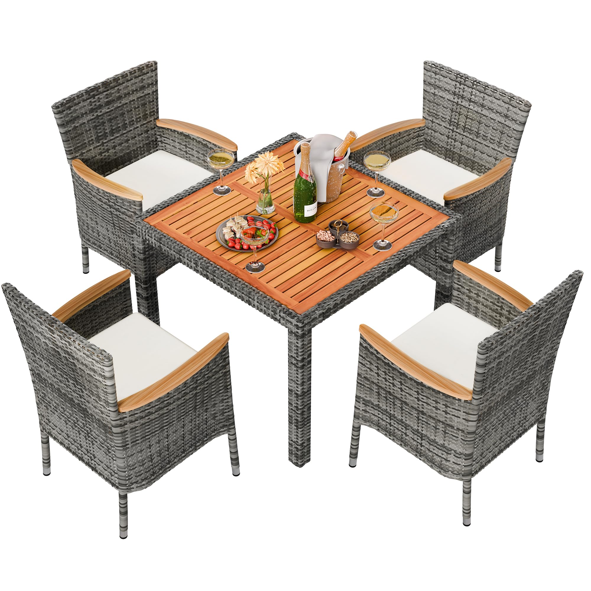 Amazon.com: Shintenchi 5 Piece Patio Dining Set, Wicker Patio ...