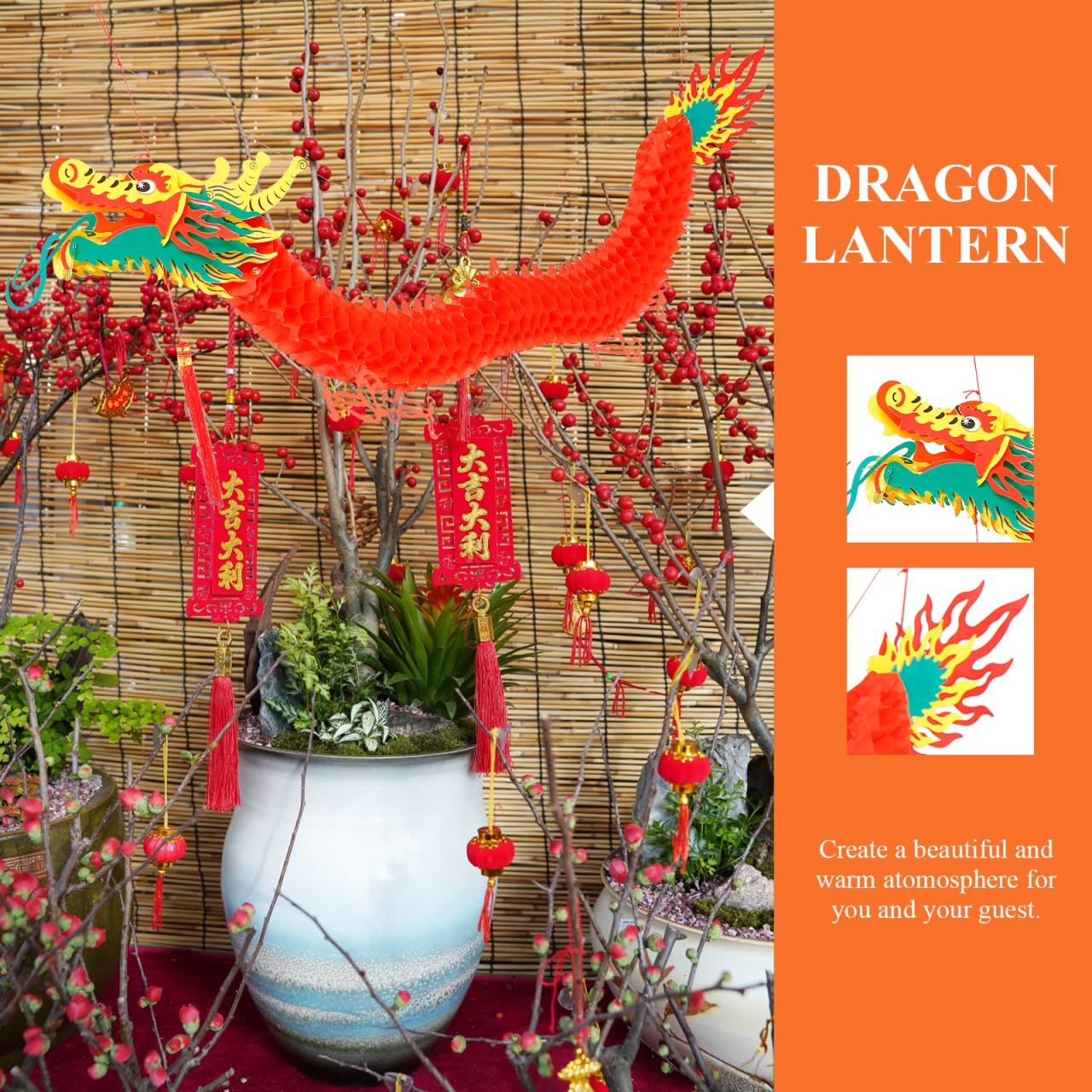 Ornement Décoratif Dragon En Plastique Rouge - Lanterne Nouvel An ...