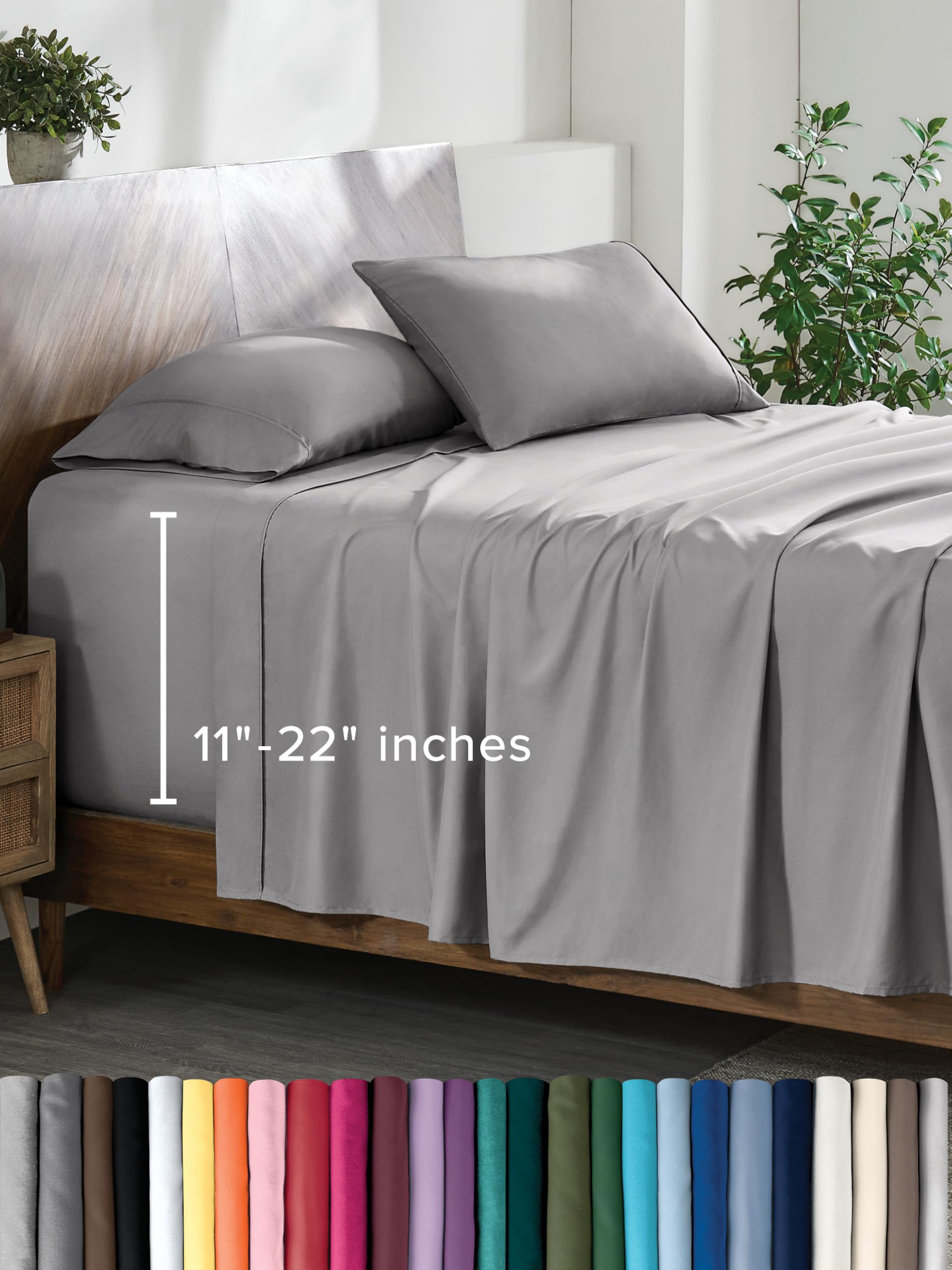 Amazon.com: Bare Home Queen Sheet Set - 22" Deep Pockets - Luxury 1800 ...