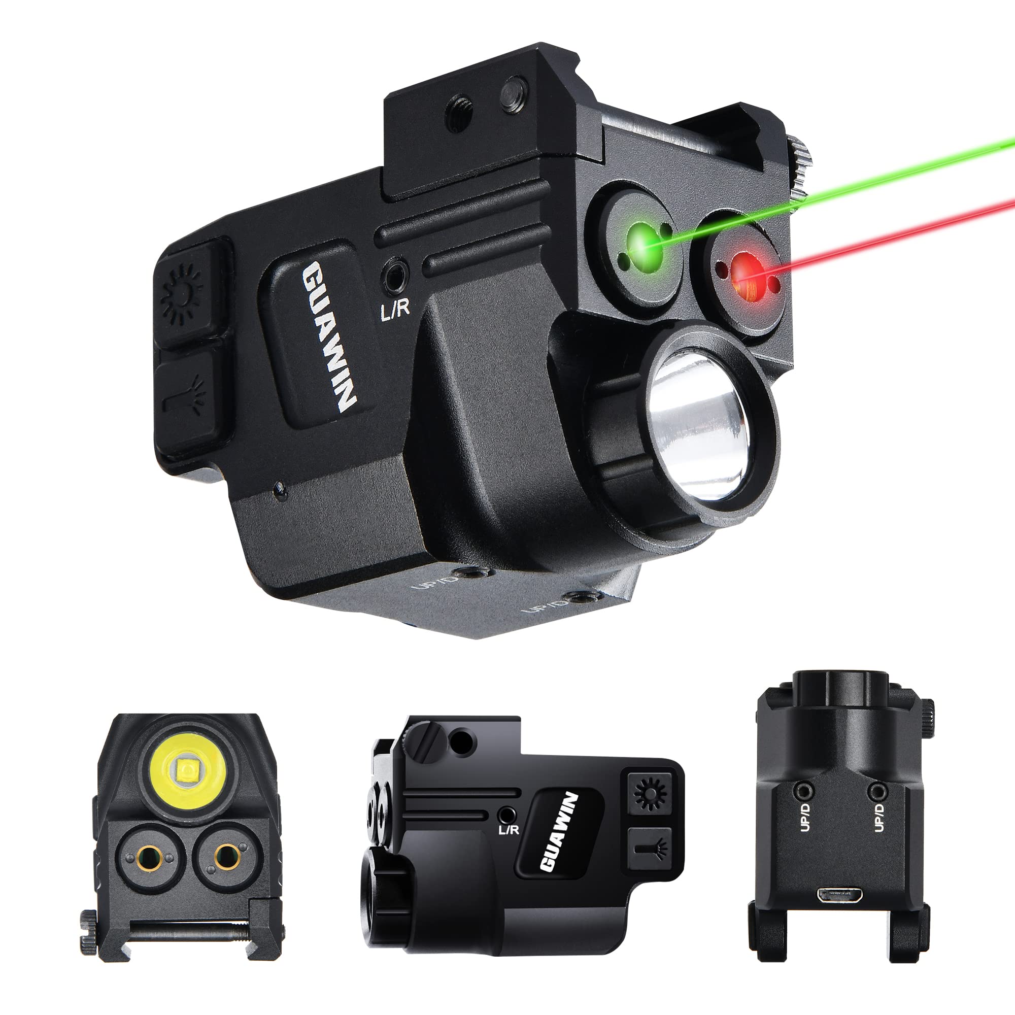 Buy Pistol Light with Red&Green Laser Beam for s, Rechargeable Compact ...