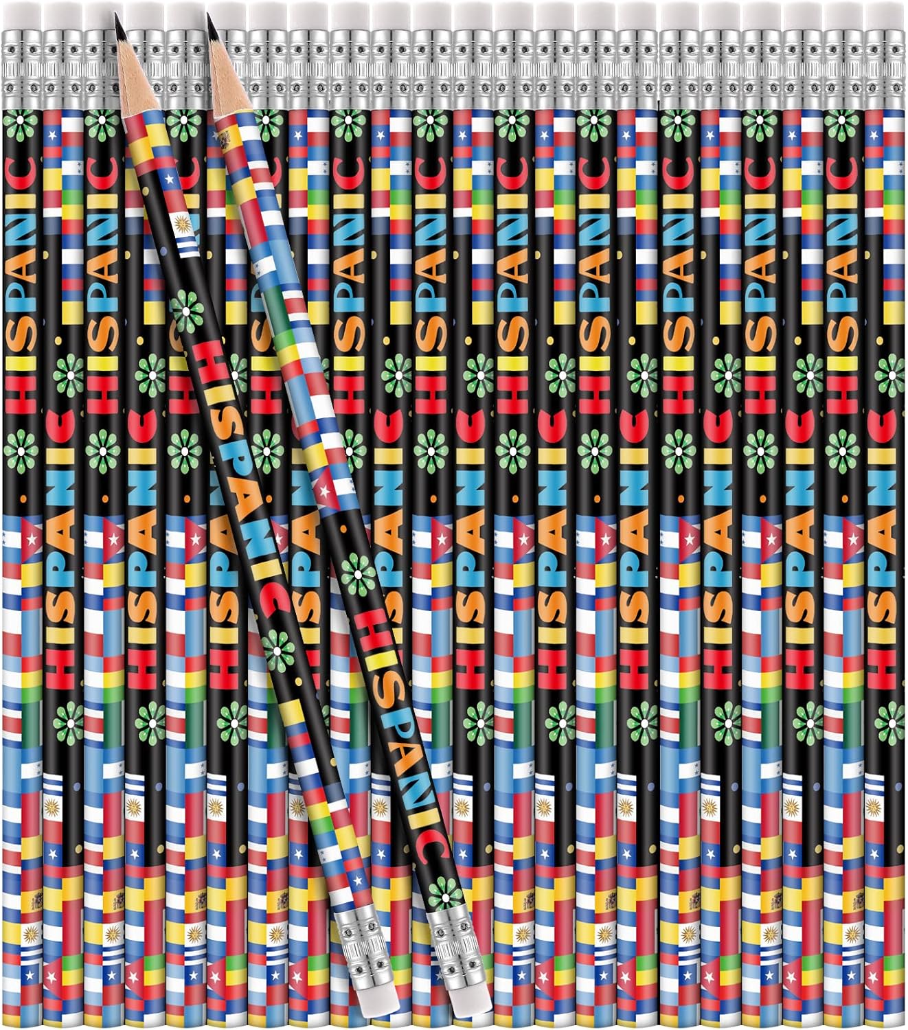 Amazon.com : Jetec 120 Pieces Hispanic Heritage Month Pencils Fun Flags ...