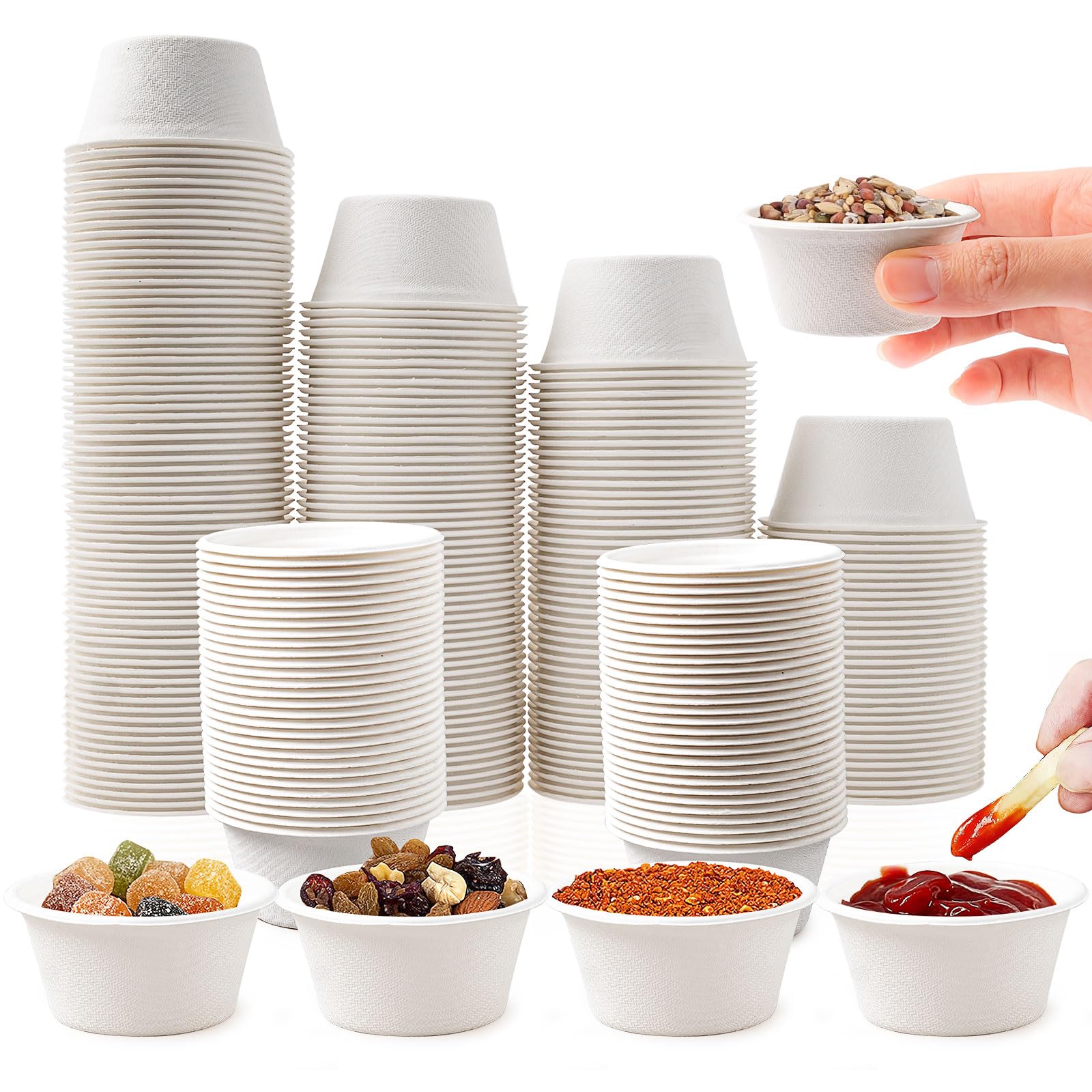 500 Pack 2 oz Paper Portion Cups, Disposable Souffle Cups, Jello Shot ...