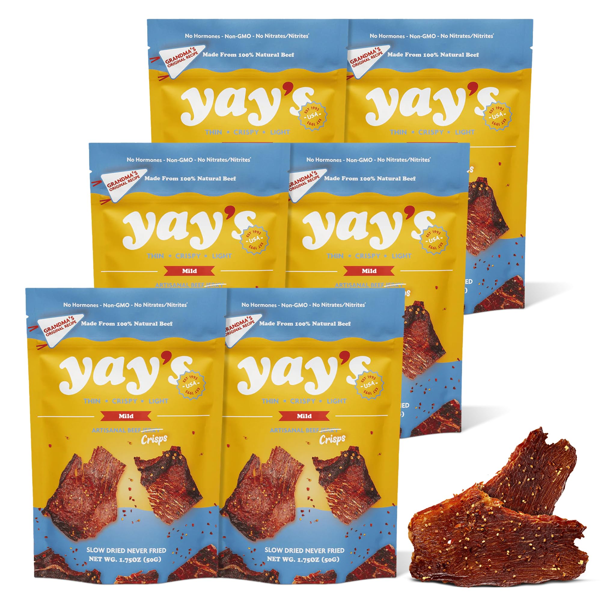 Amazon.com : Yay's Snacks Sweet and Spicy Beef Crisps | Crispy, Crunchy ...