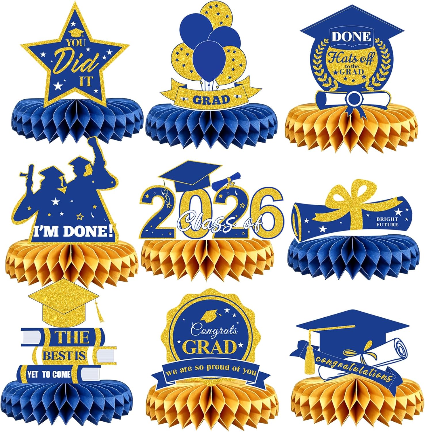 Amazon.com: 9 Pieces Class of 2026 Graduation Table Decorations ...