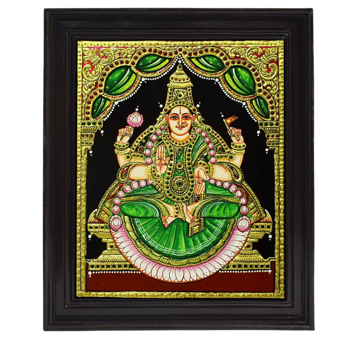 Tarang Arts ADHI LAKSHMI Tanjore Paintings with Wooden frame, 2D Embose ...