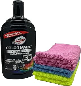 Turtle Wax Colour Magic Car Polish 500ml - Jet Black Wax + 3 Microfibre ...