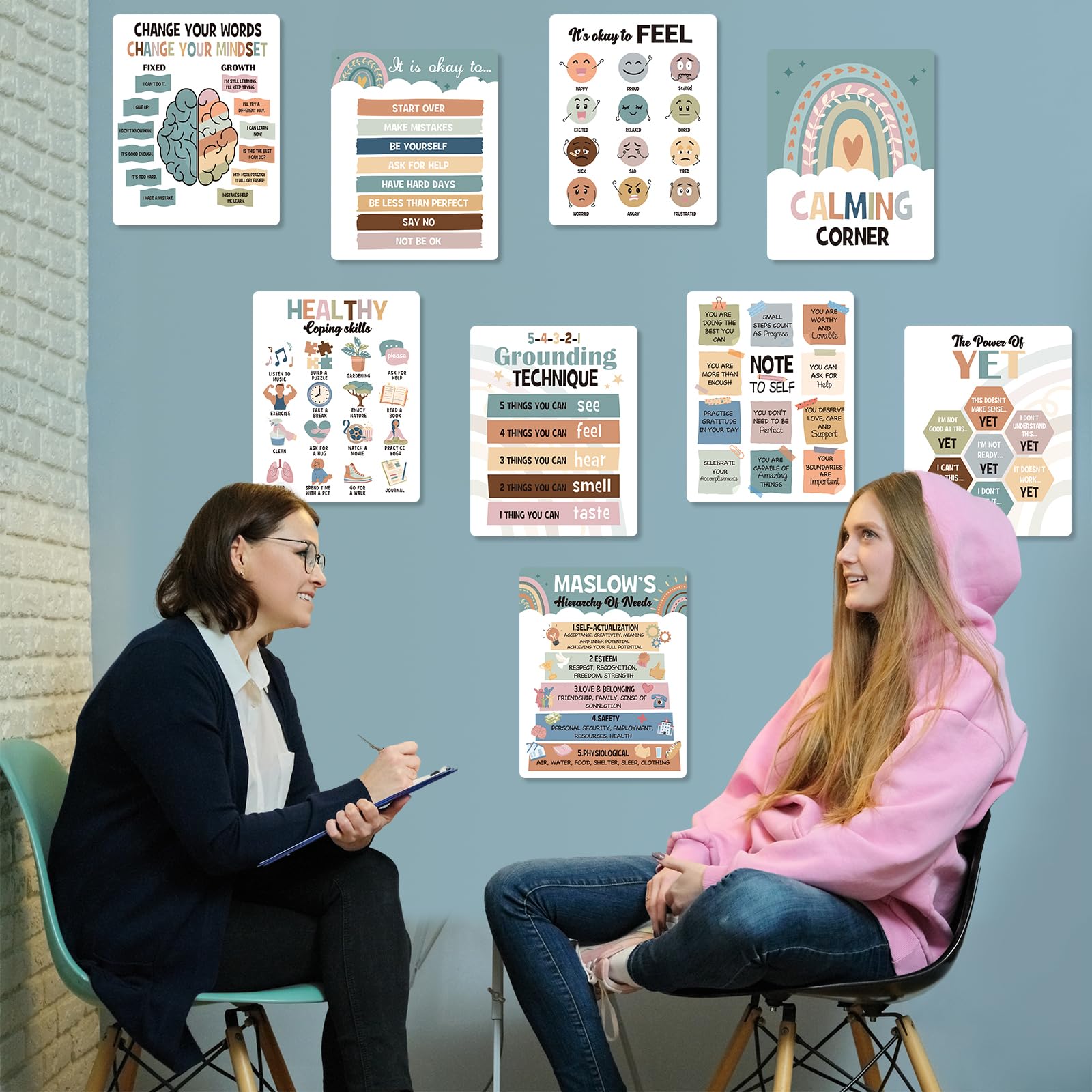 Snapklik.com : Pasimy 9 Pcs Mental Health Posters Rainbow Therapy ...