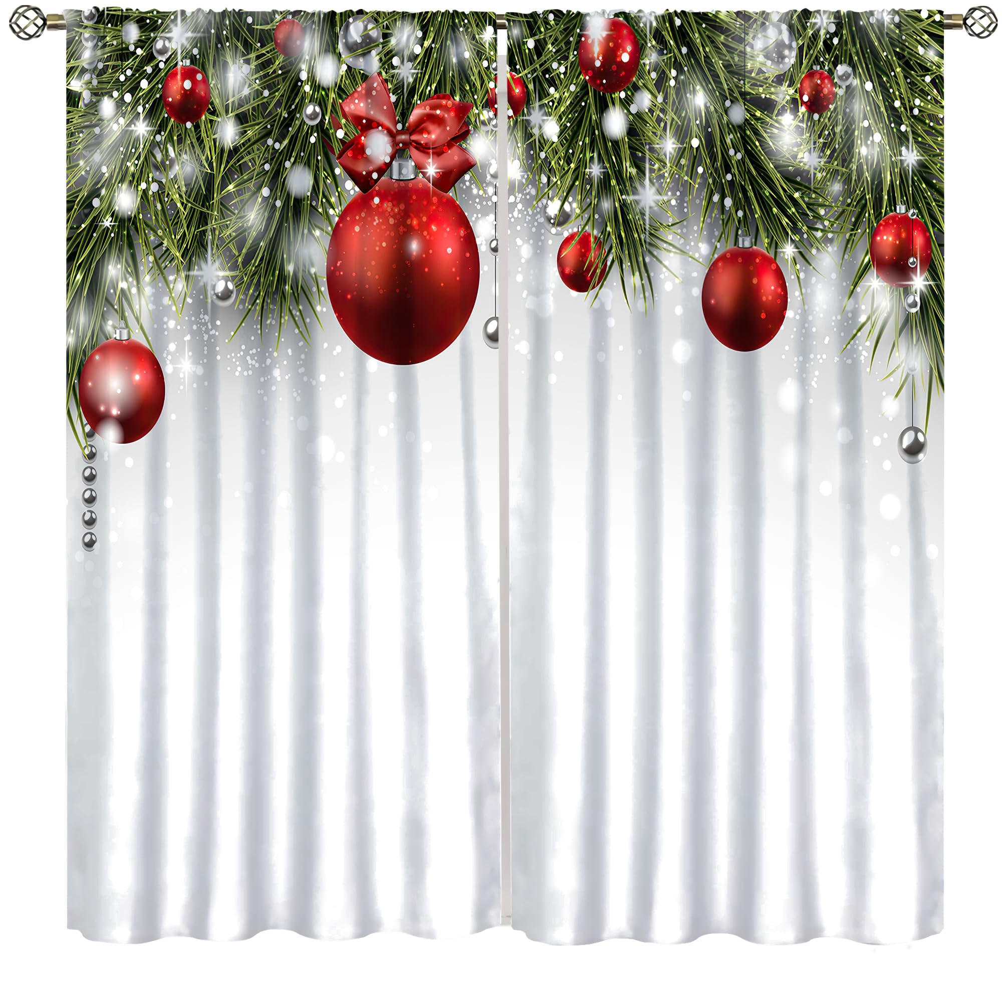 Amazon.com: AuiMzoo Christmas Curtains, Christmas Winter Holiday Theme ...