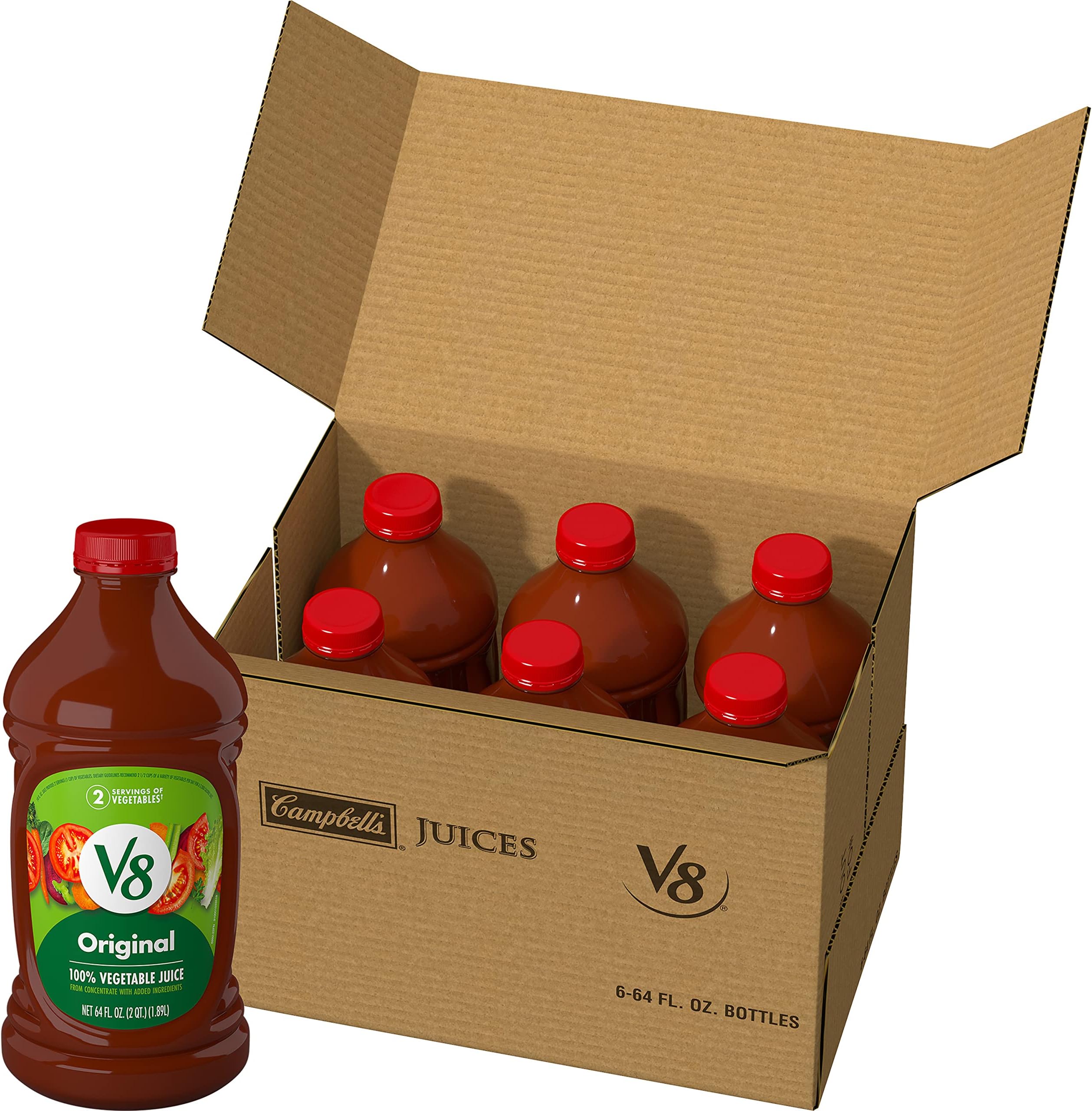 Amazon.com : V8 Original 100% Vegetable Juice, 64 fl oz Bottle (6 Pack ...
