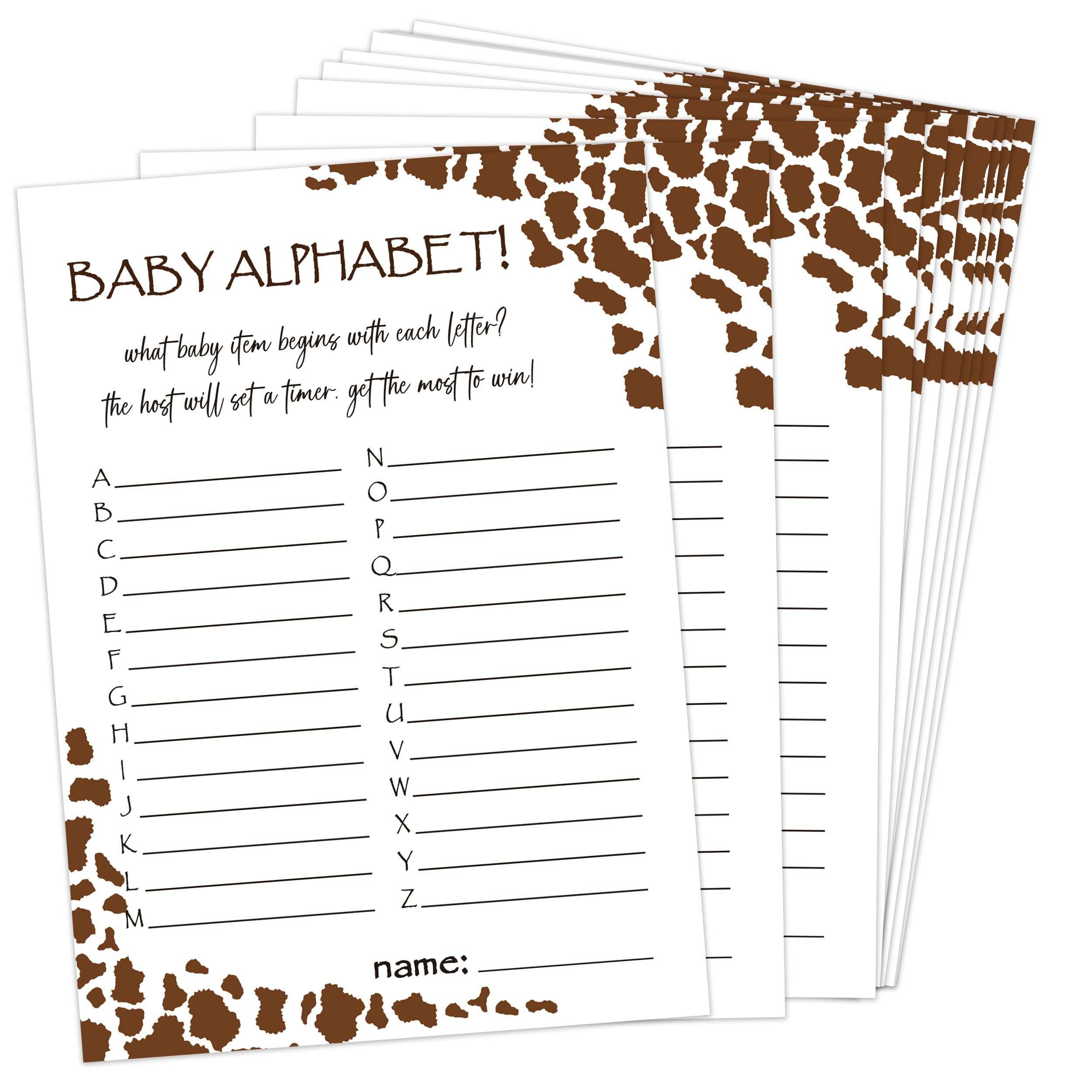 Amazon.com: Baby Shower Games - Baby Alphabet Game for 30 Guests with ...
