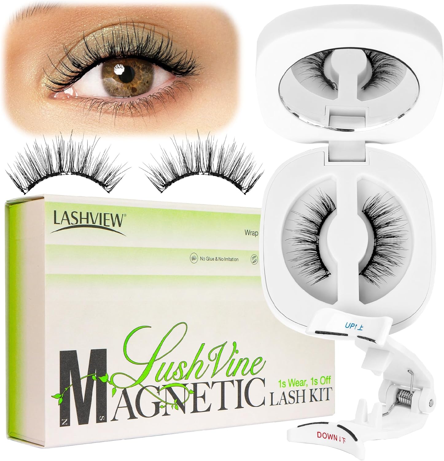 LASHVIEW Upgrade Soft Magnetic Eyelashes with Applicator, Reusable Soft Magnetic Eyelashes ...
