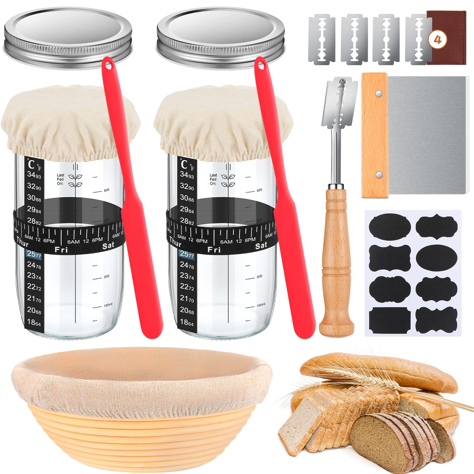 Snapklik.com : Domensi 20 Pcs Sourdough Starter Kit Includes 24 Oz ...