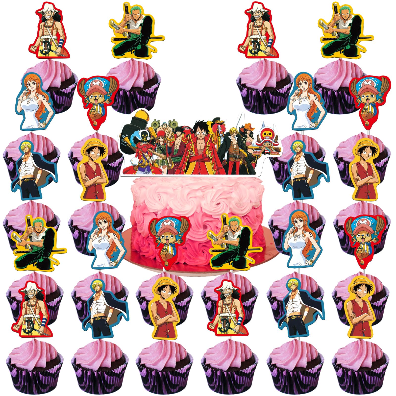 25 Pcs Cartoon Birthday Cake Toppers and Cupcake Toppers - Cartoon ...