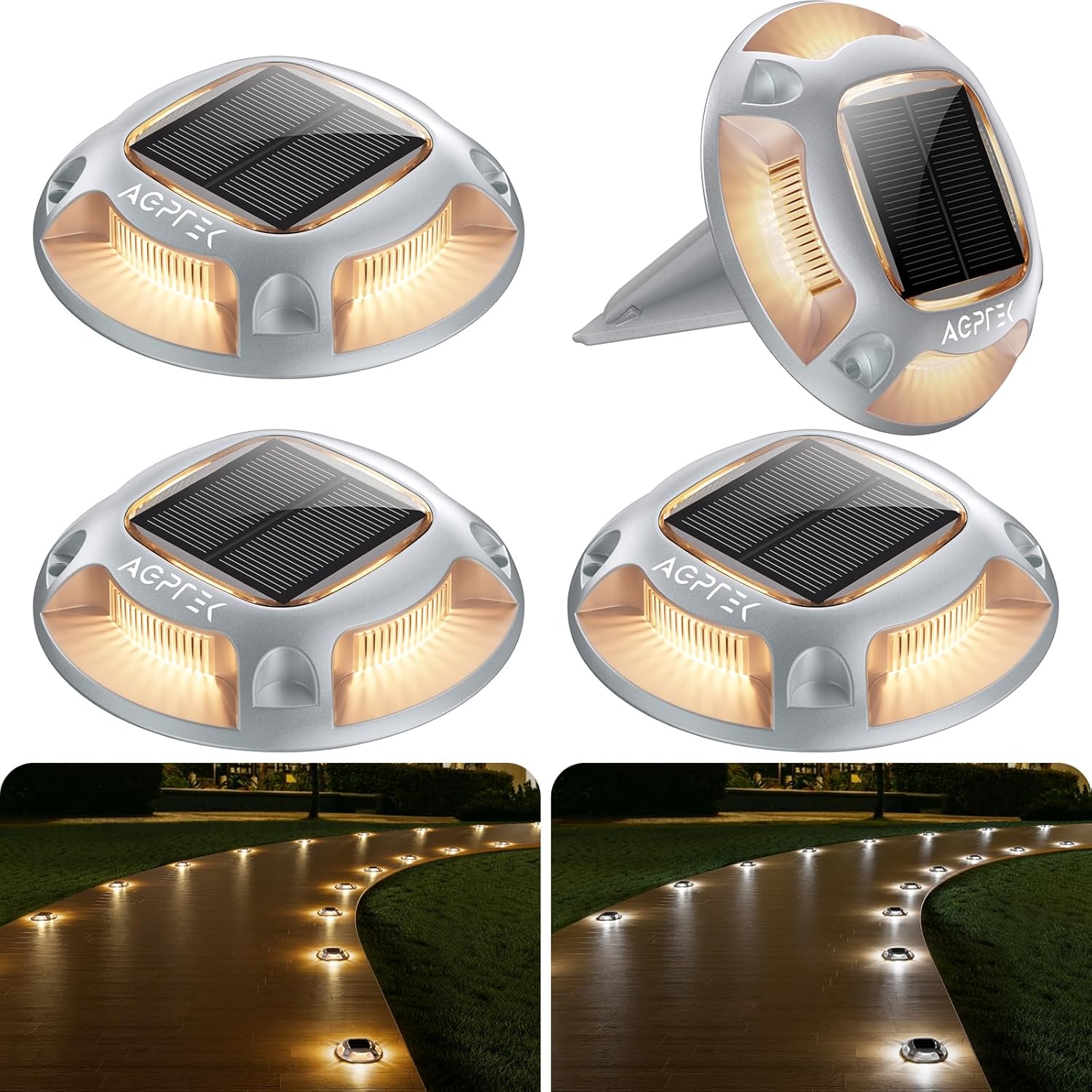 Deck Solar Lights VEVOR Driveway Lights, 8-Pack Solar Driveway Lights ...