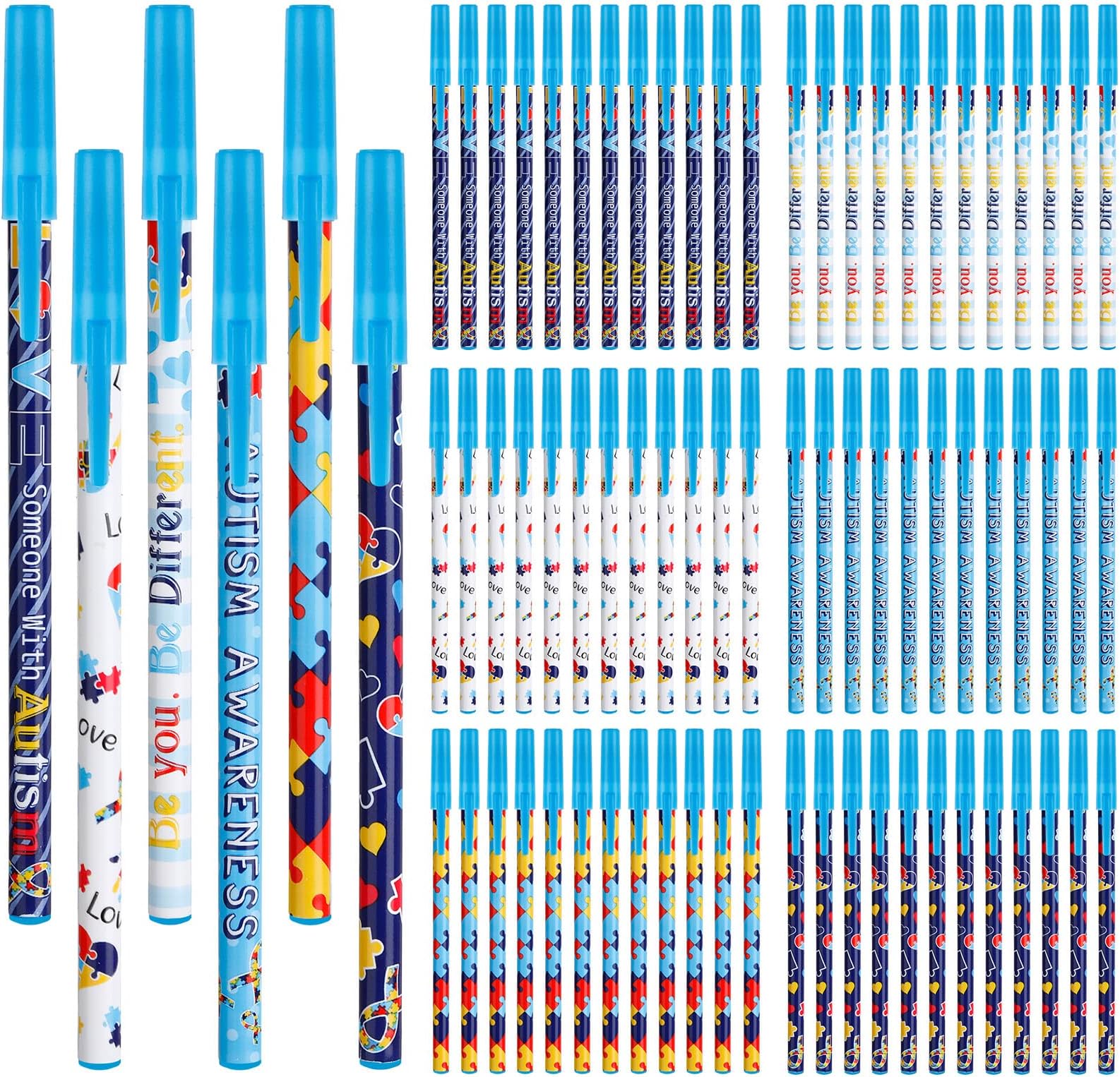 Amazon.com : Geyee Autism Awareness Pens Bulk Colorful Puzzle Pieces ...