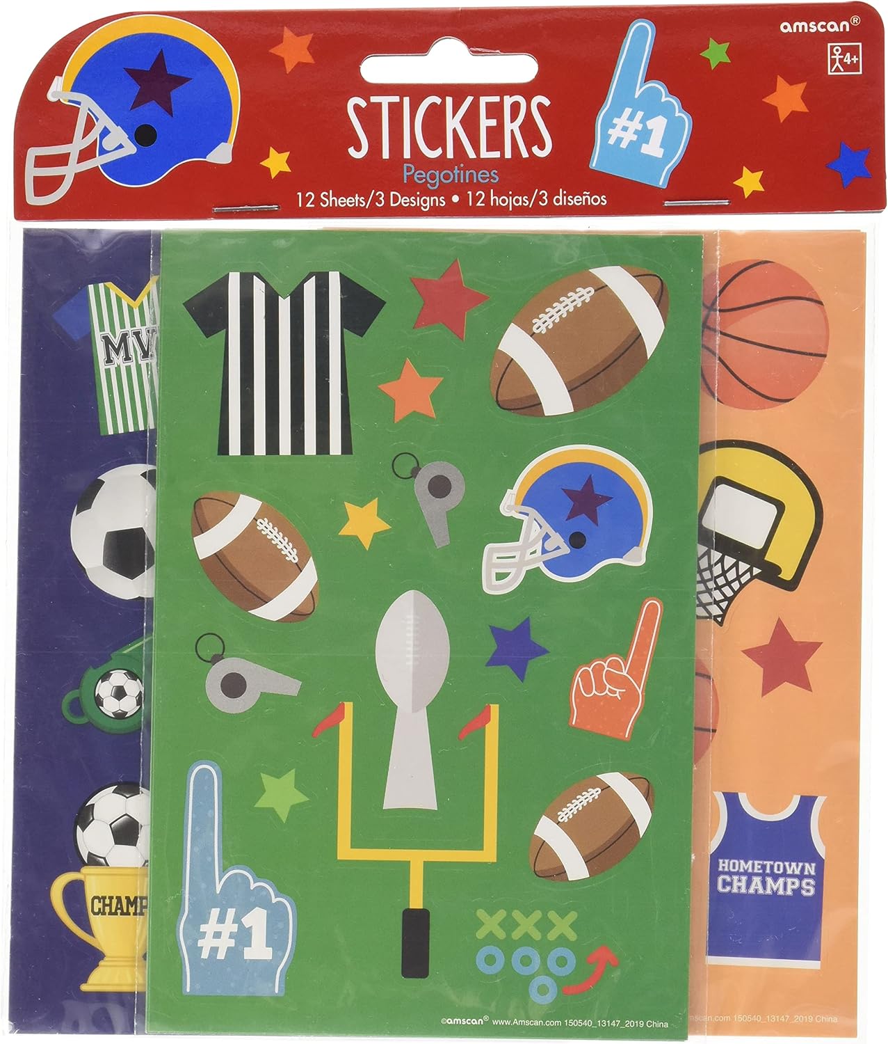 Amazon.com: Assorted Sports Stickers | Multicolor | Party Favor |12 ...