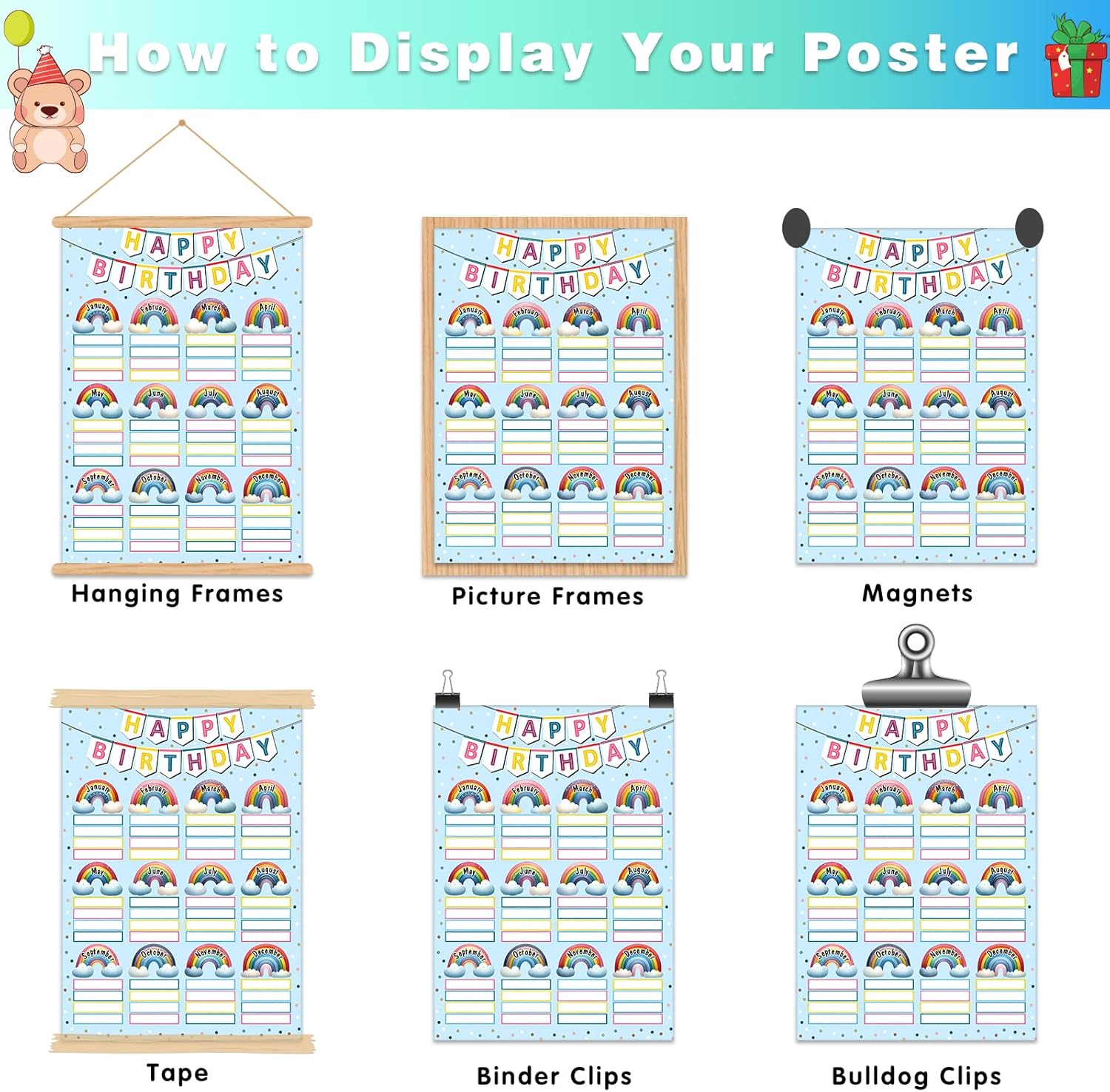 Fsaoor Happy Birthday Chart Poster for Classroom Philippines | Ubuy
