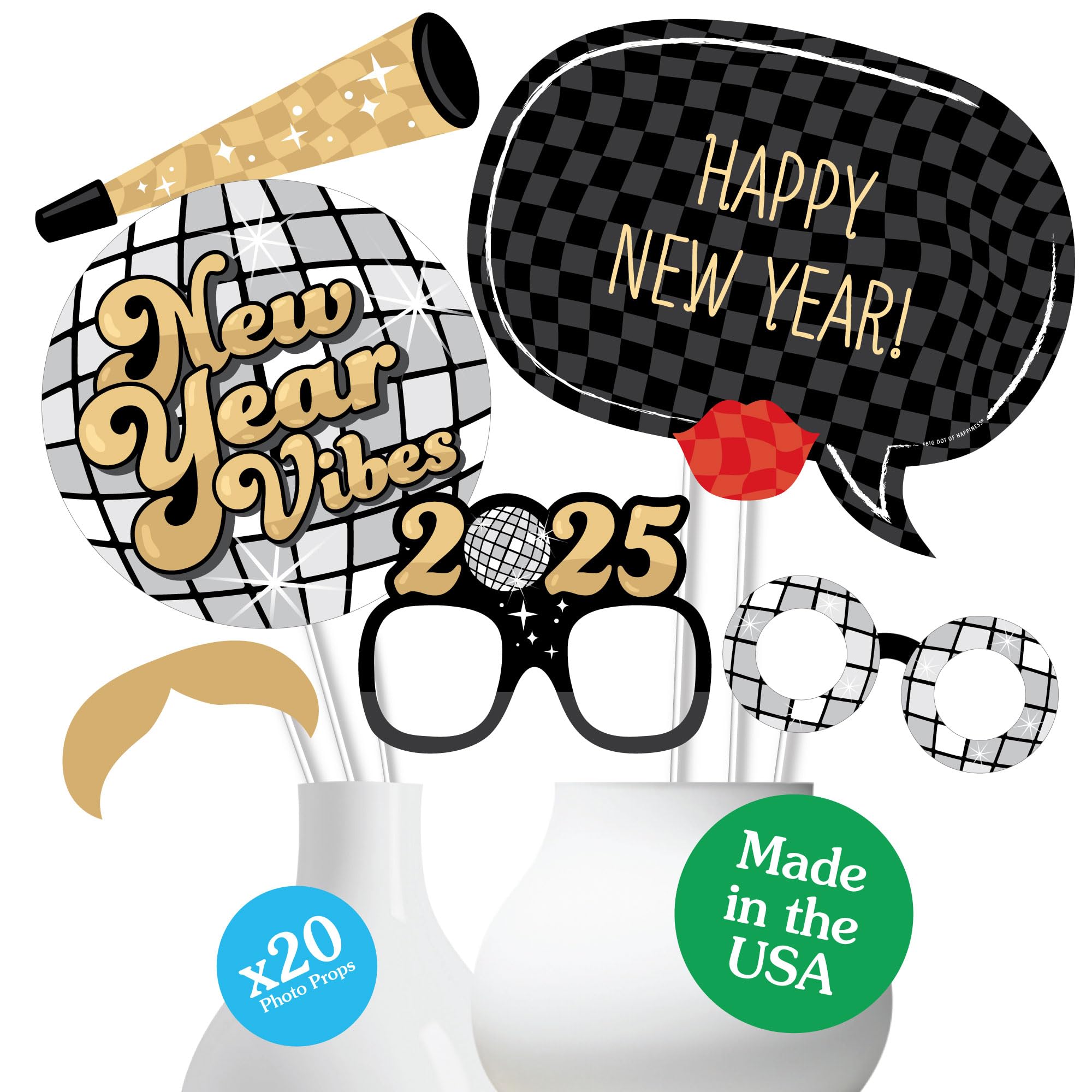 Amazon.com: Big Dot of Happiness Disco Ball 2025 New Year Photo Booth ...