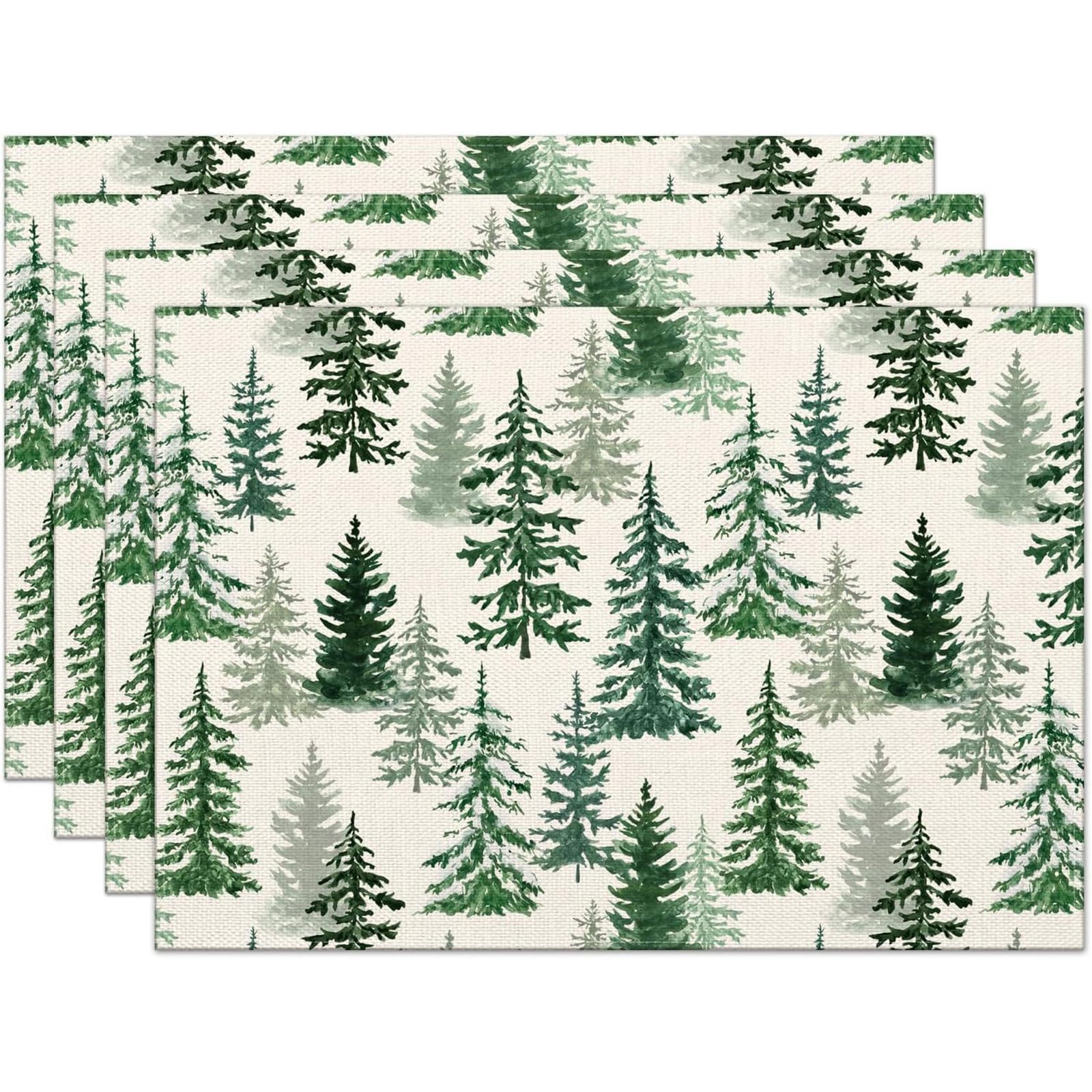 Amazon.com: Christmas Placemats Set of 4, 12x18 Inch Green Merry ...