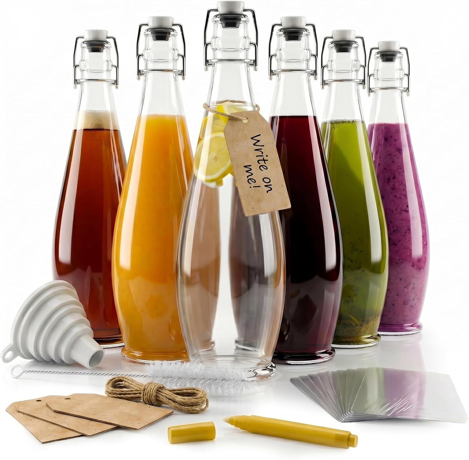 Amazon.com: Nevlers 33 Oz Teardrop Swing Top Glass Bottles with ...
