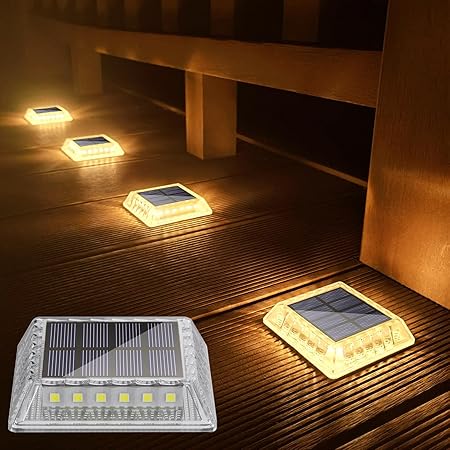 Solar Deck Lights Outdoor, IP68 Waterproof Solar Step Lights, Solar ...
