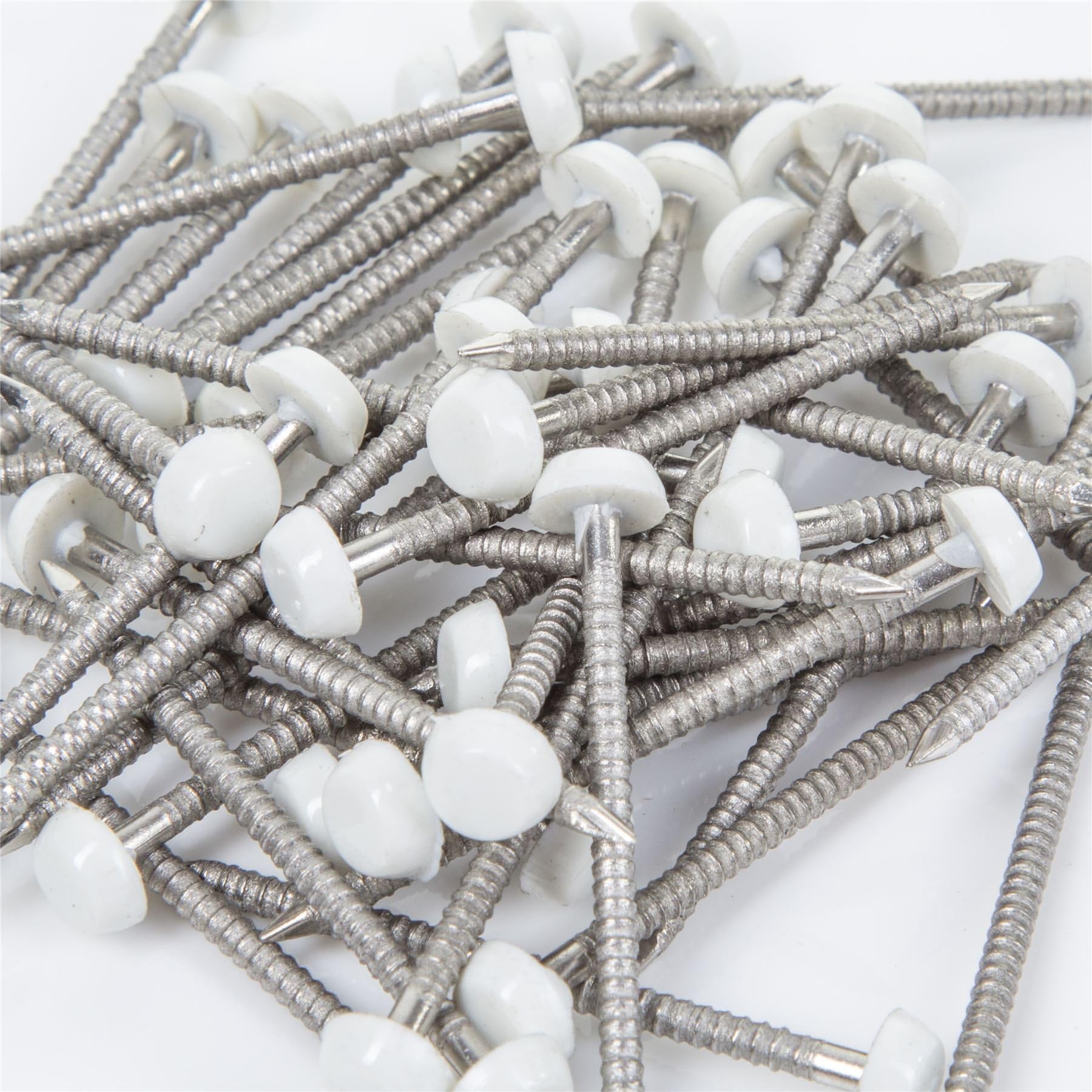 50 x 30mm White UPVC Poly Top Pins Nails Plastic Headed Polytop ...