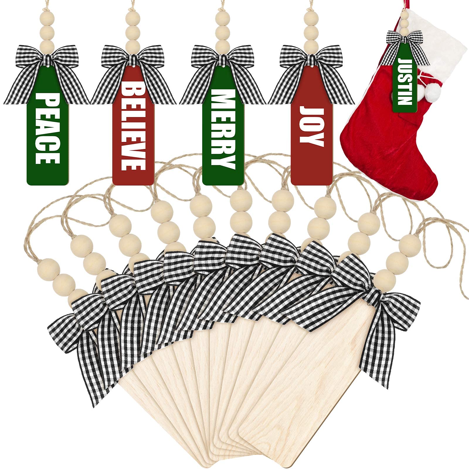 Snapklik.com : 15 Pieces Christmas Stocking Wood Tags Unfinished Wood ...
