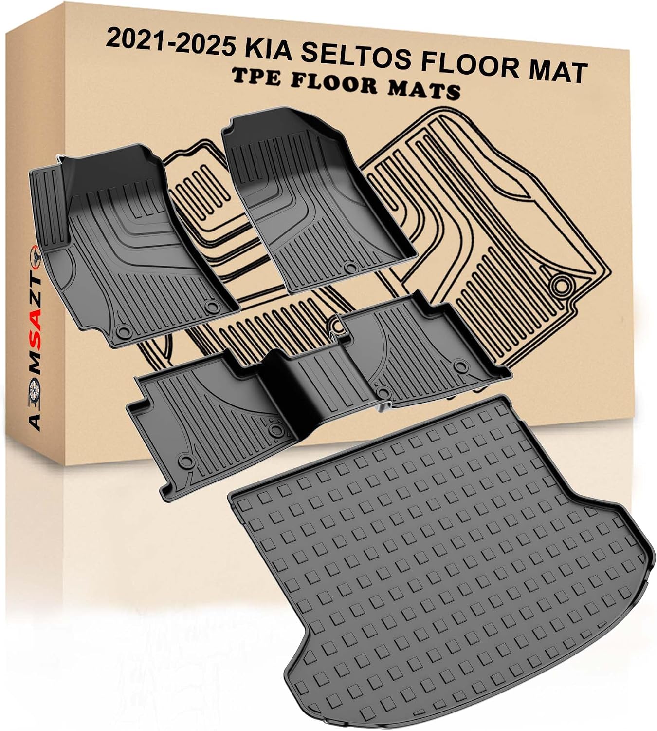 Amazon.com: AOMSAZTO Floor Mats and Cargo Liners for 2021-2024 2025 Kia ...