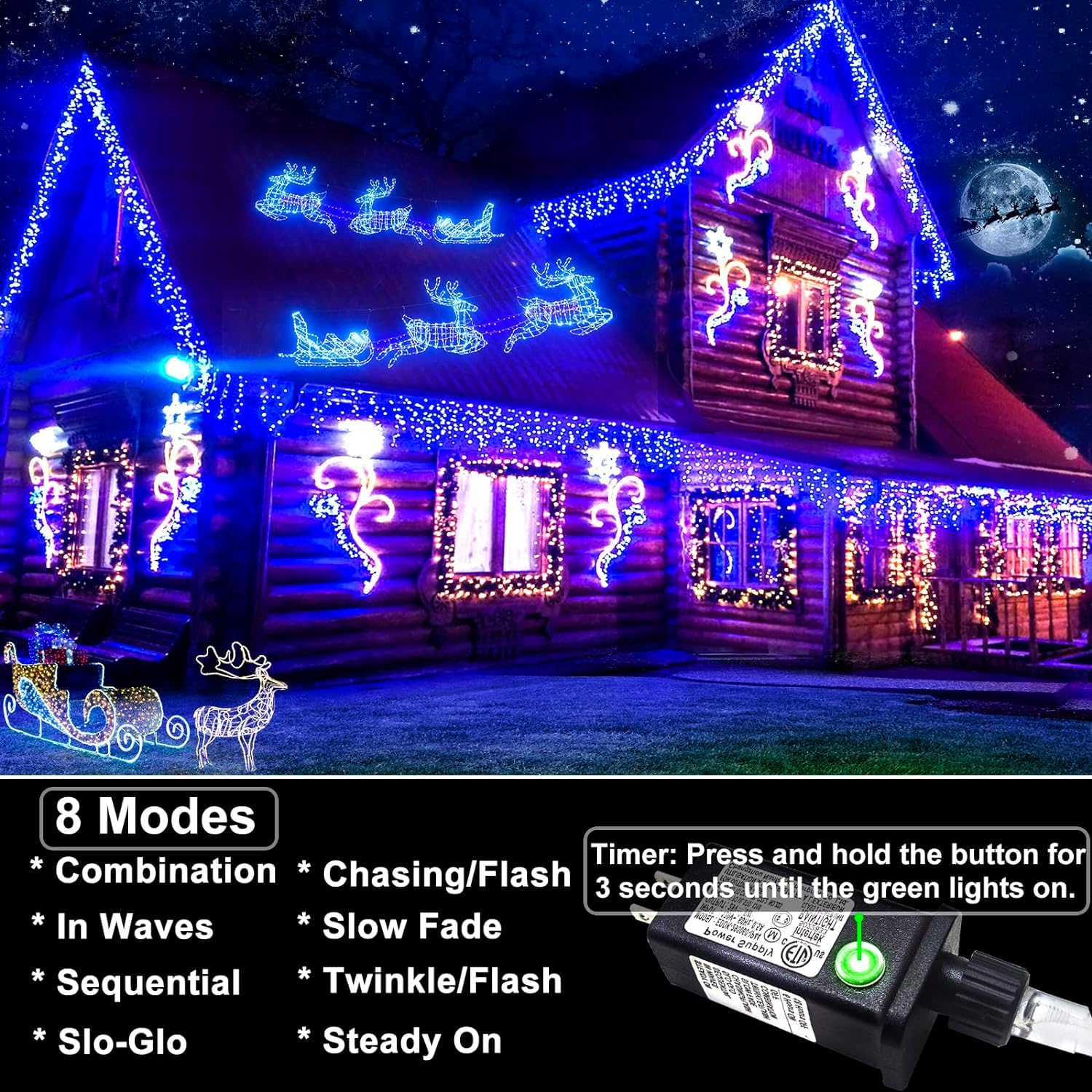 Chasing Christmas Icicle Lights Multicolor Christmas Lights Outdoor