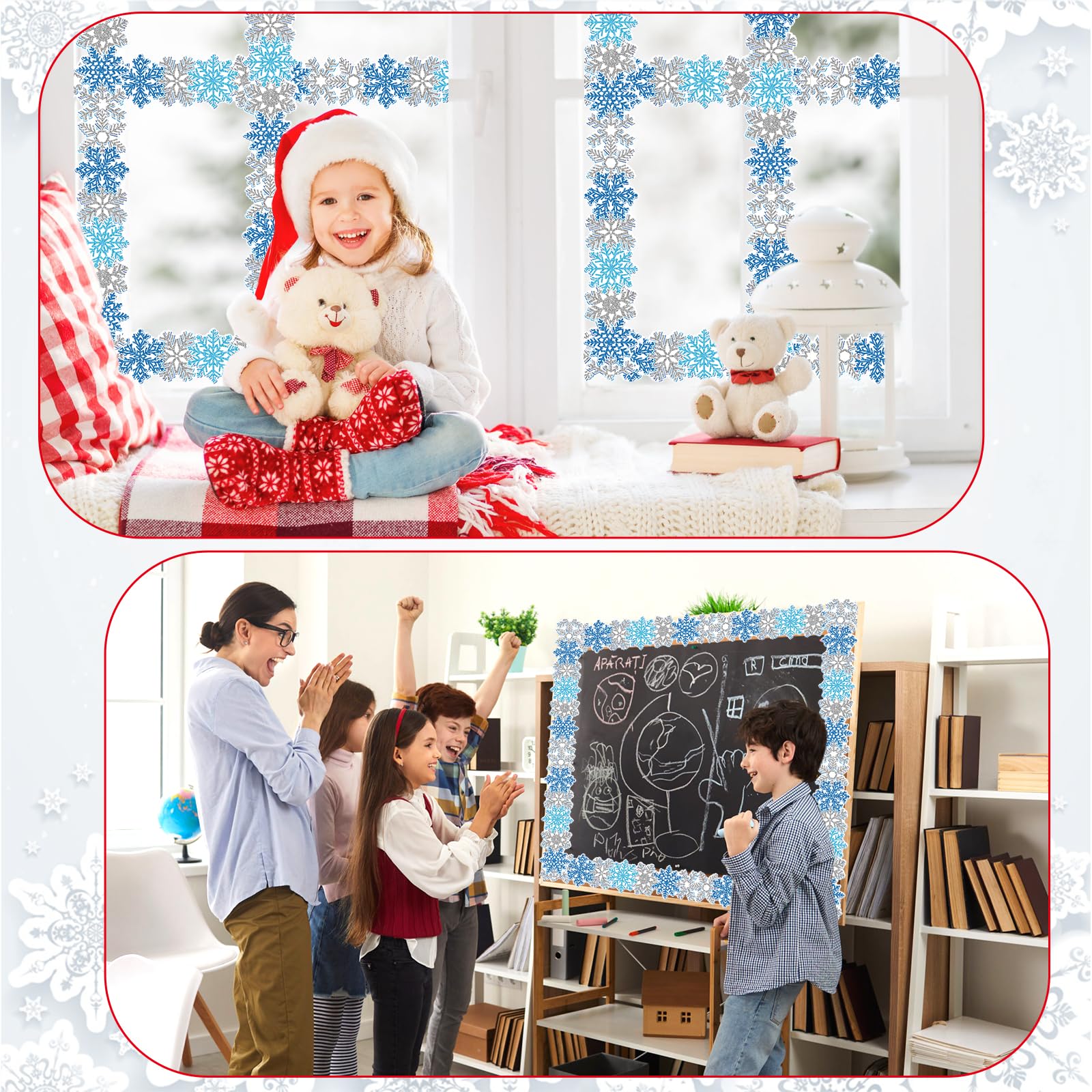 Snapklik.com : Snowflake Bulletin Board Border, 65.6Ft Winter Snowflake ...