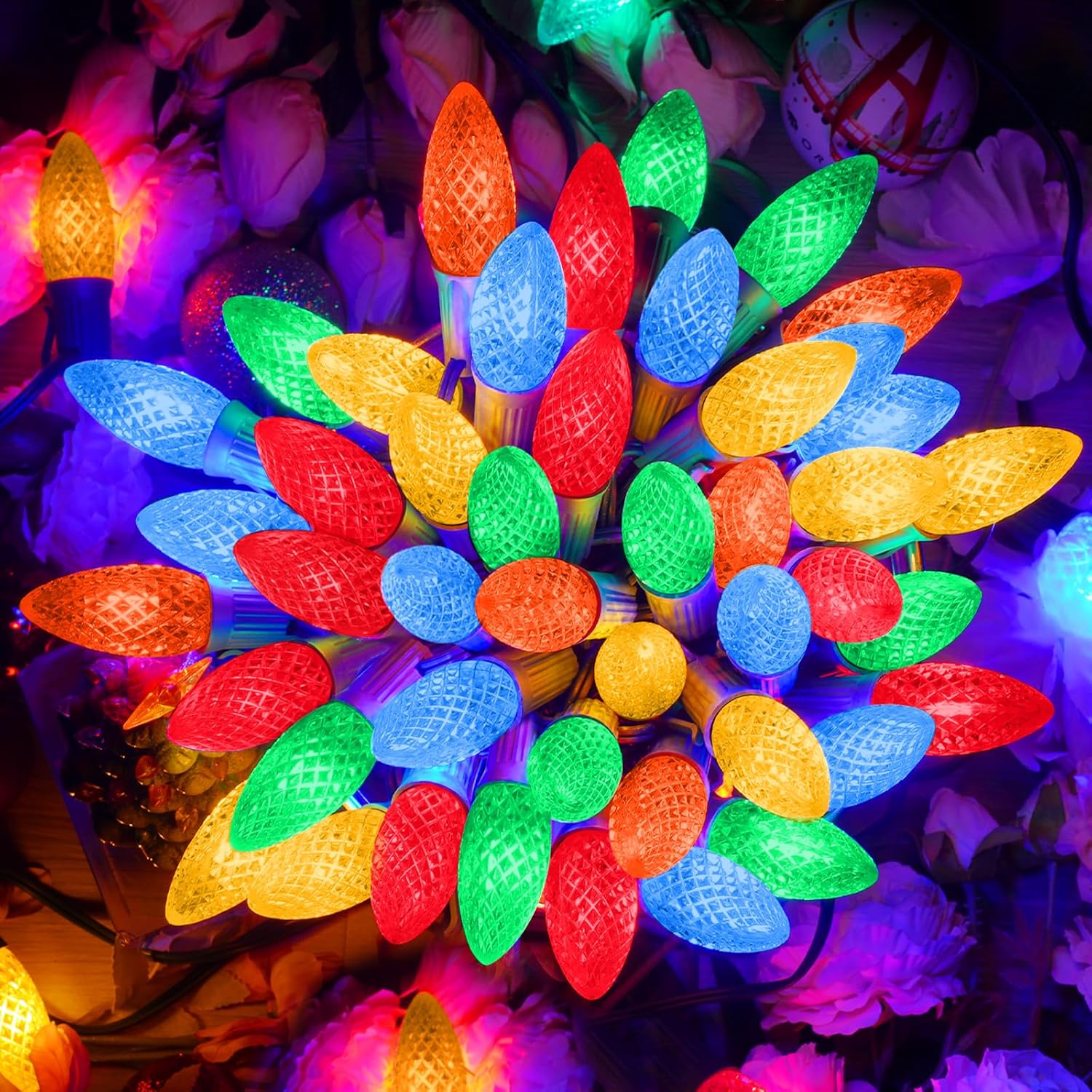 Amazon.com: Sucolite 100FT 100 LED C9 Christmas Lights Outdoor ...