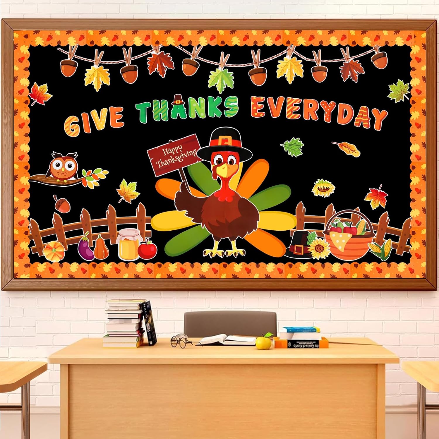 Amazon.com: Konsait 75Pcs Thanksgiving Bulletin Board Decorations, Give ...
