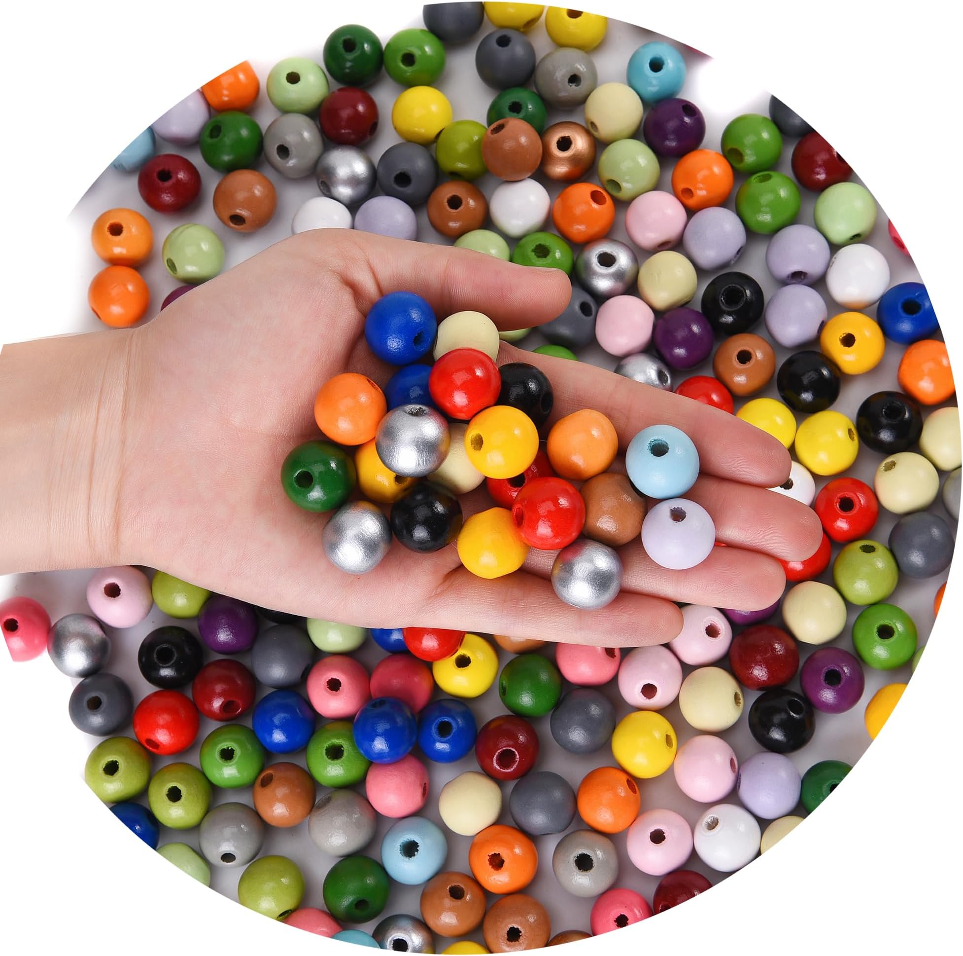 Amazon.com: 150 Multicolor Round Ribbed Maple Wood Beads Bulk 20mm x ...