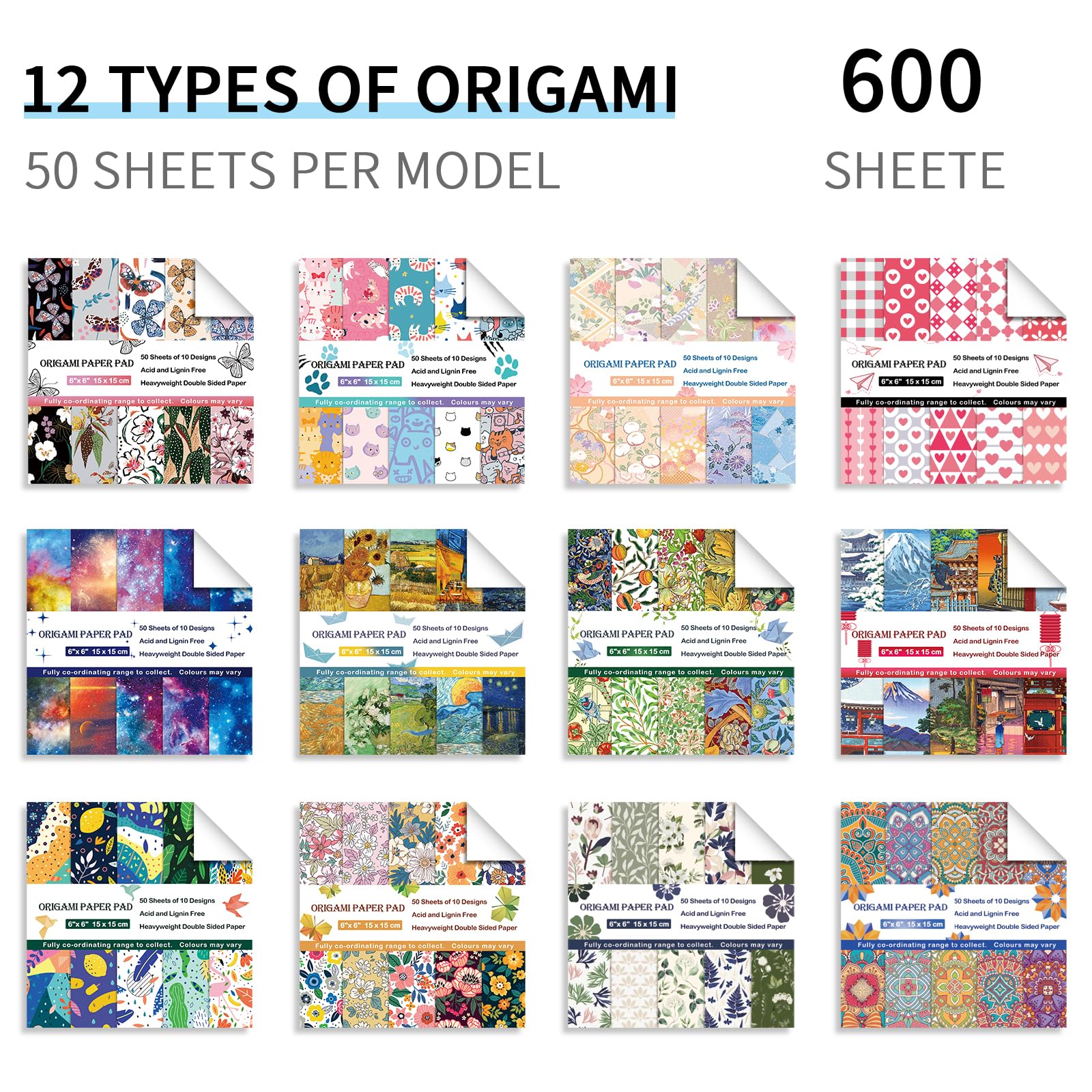 Snapklik.com : 12 Pack/Sets Origami Paper Kit Double Sided 6 Inch ...