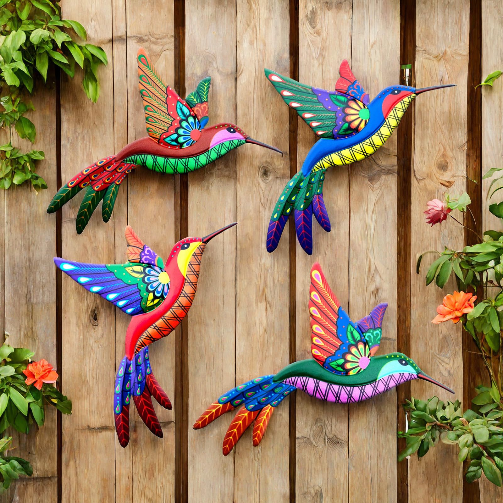 Amazon.com: WHBIMGOOO Outdoor Metal Wall Art - 3D Metal Hummingbird ...