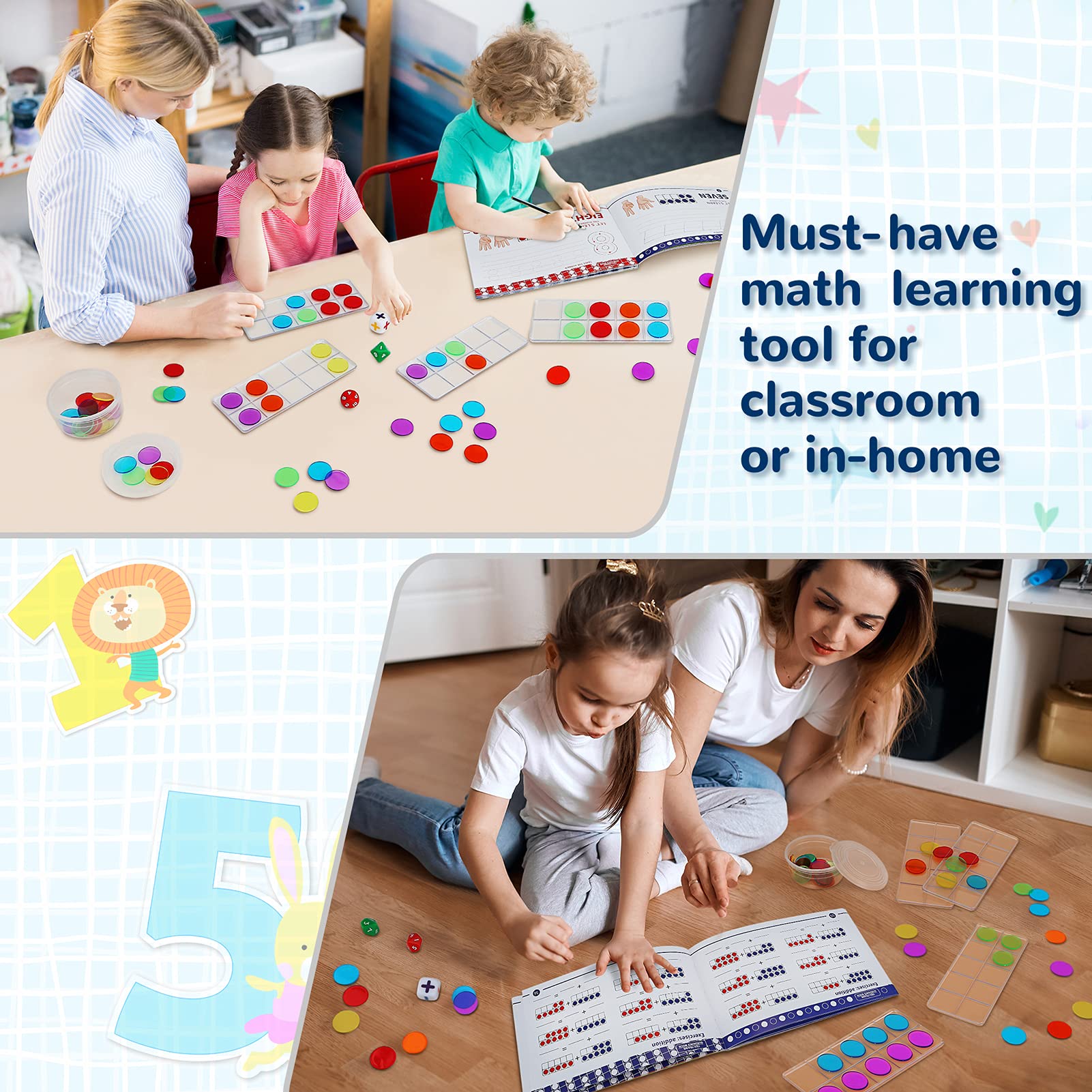 GAMENOTE Ten Frame Math Manipulatives Kindergarten Set - Ten-Frames ...