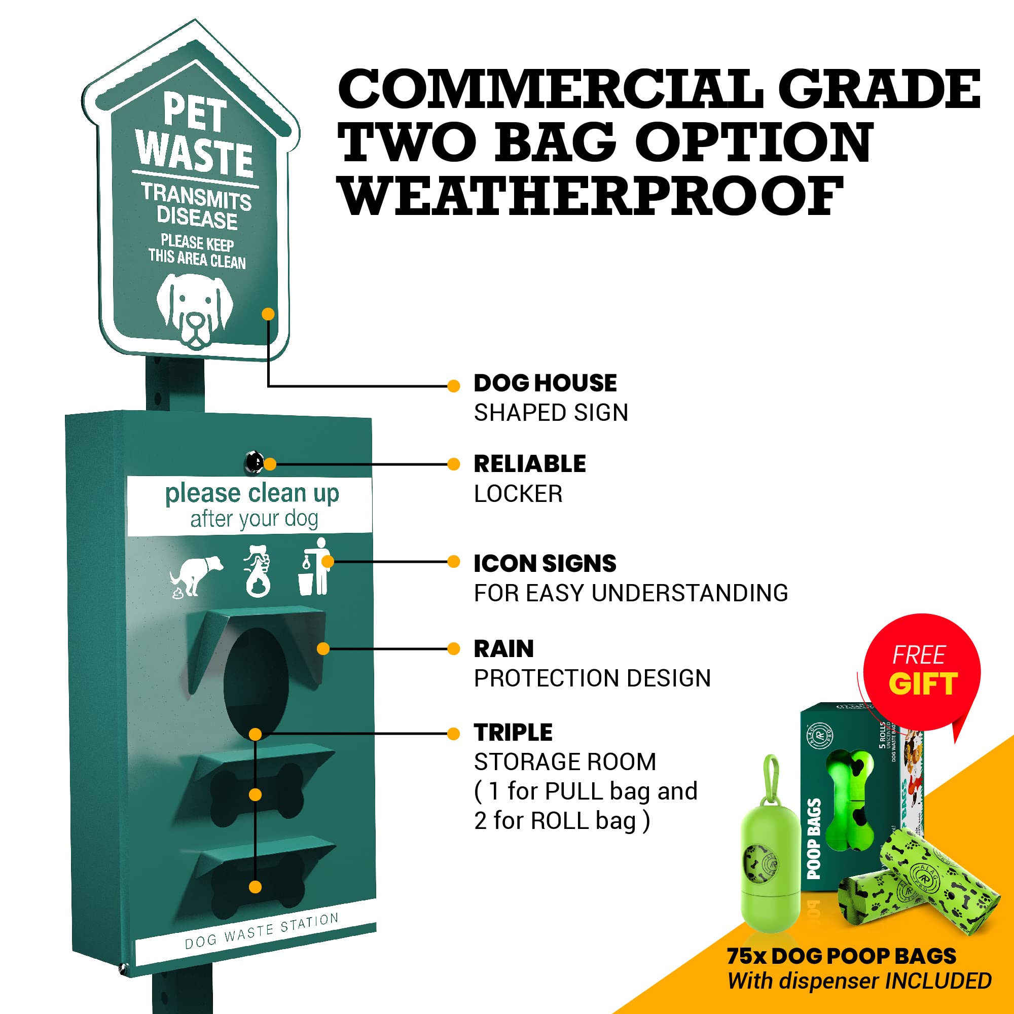 Dog Waste Station Outdoor Pet Waste Station, Trash Can with Bag ...