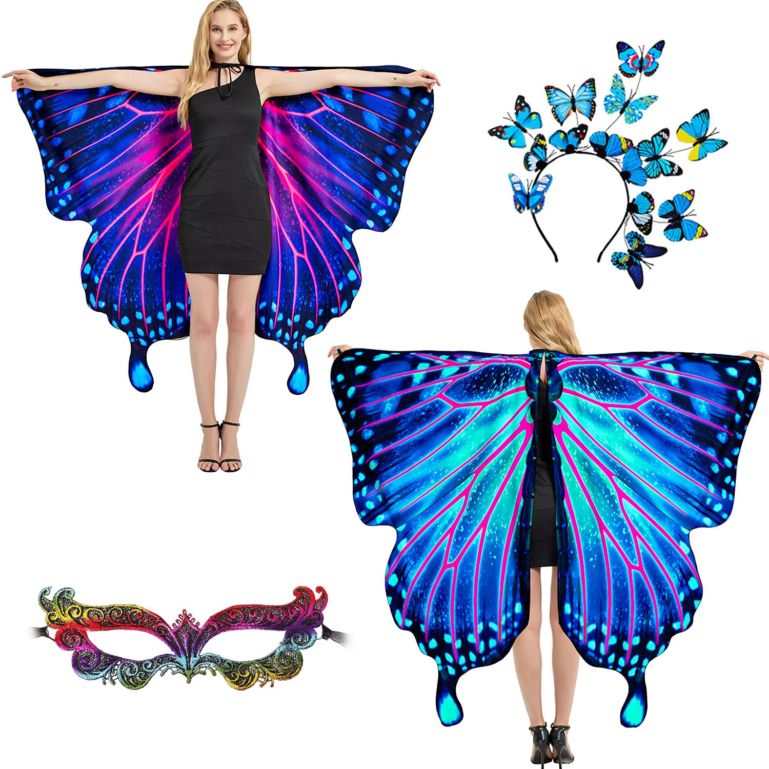 Amazon.com: plainshe Butterfly Wings Double-Sided, Fairy Wings for ...