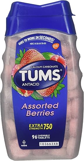Amazon.com: TUMS Extra Strength 750, Berries, 96 Tablets : Health ...