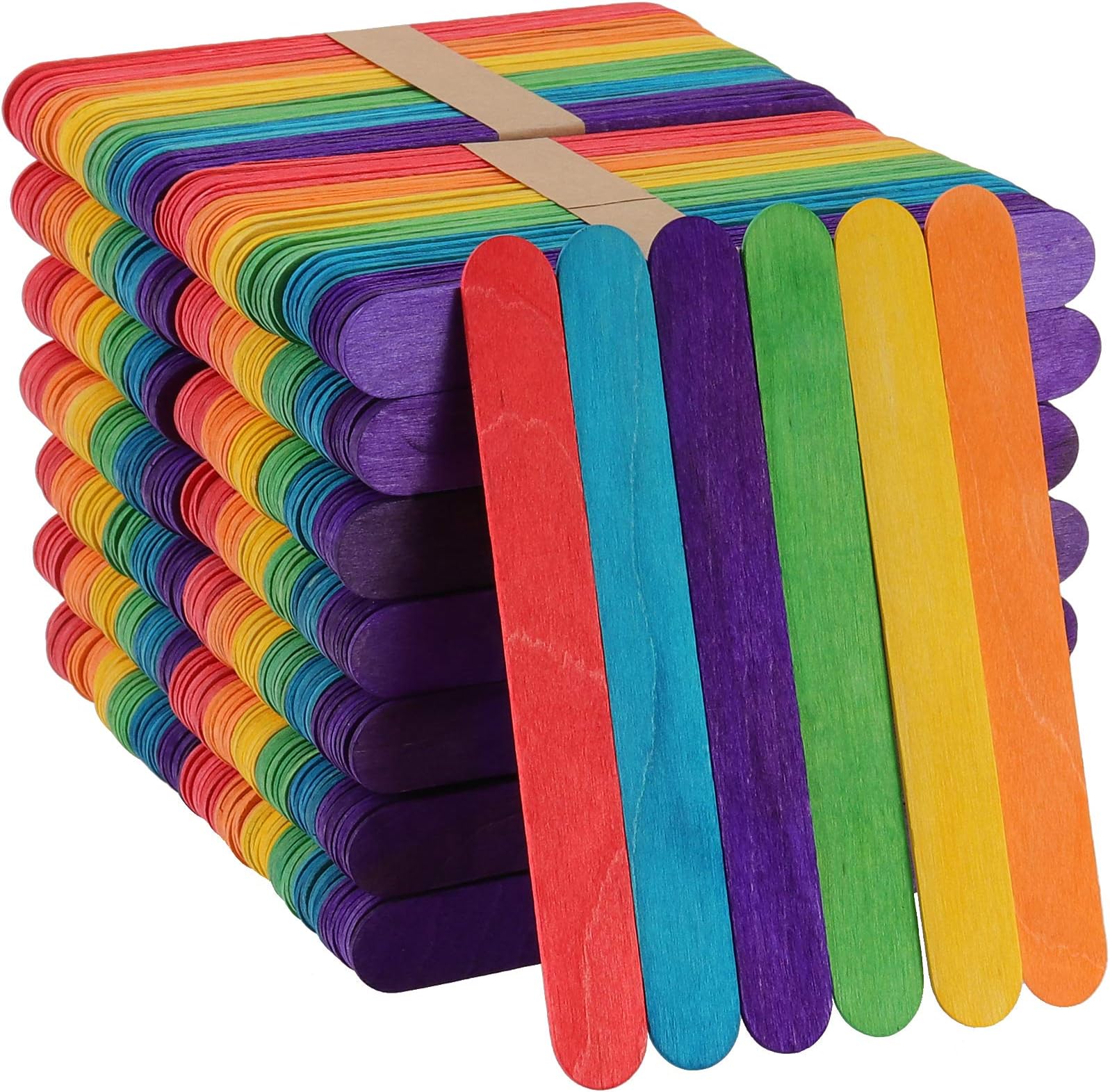 Amazon.com: ZEONHAK 6 Inches Colored Popsicle Sticks, 1000 PCS Jumbo ...