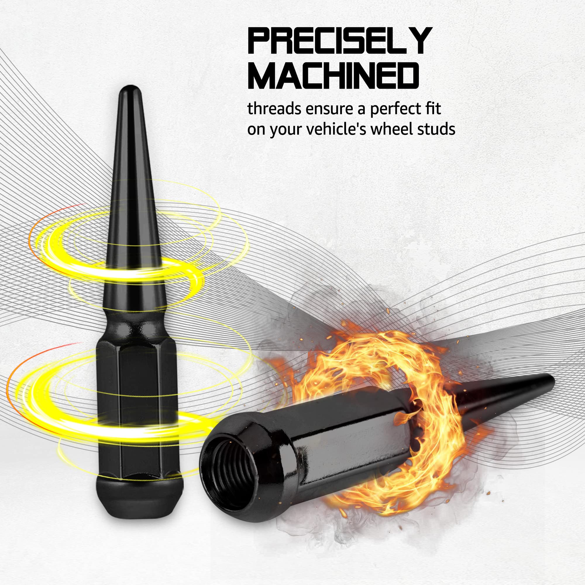 Snapklik.com : 9/16-18 Spike Wheel Lug Nuts, 32pcs 9/16x18 Spike Lug ...