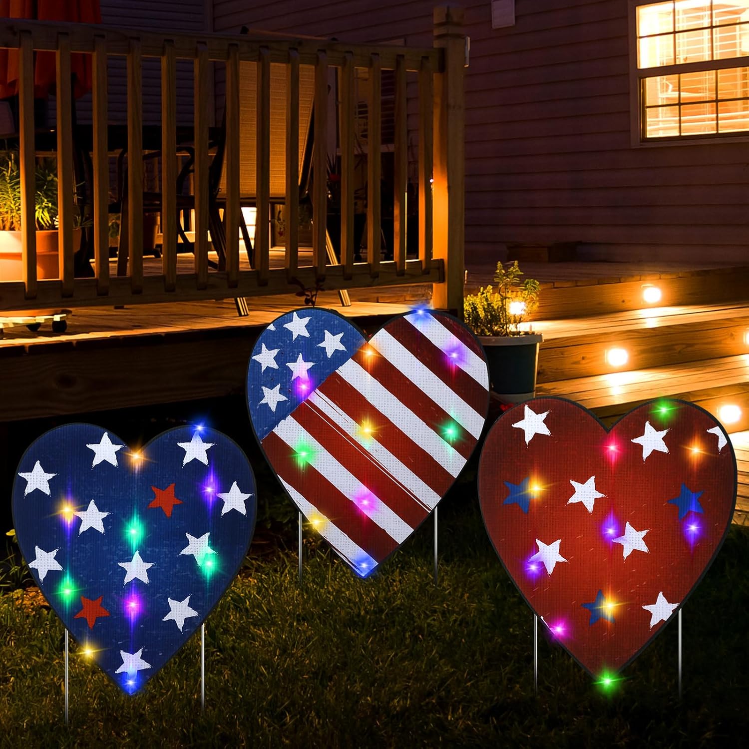 Amazon.com : Drydiet 3 Pcs Patriotic Yard Sign with Embedded LED Light ...