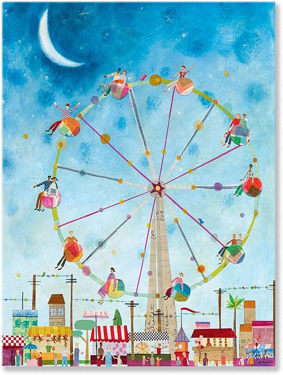 Amazon.com: Oopsy Daisy Ferris Wheel Stretched Canvas Art by Maria ...